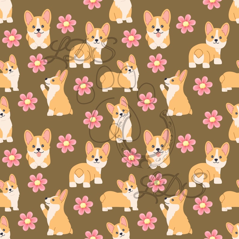 Seamless Pattern, Corgi Seamless Pattern, Corgi Pattern, Corgi and ...