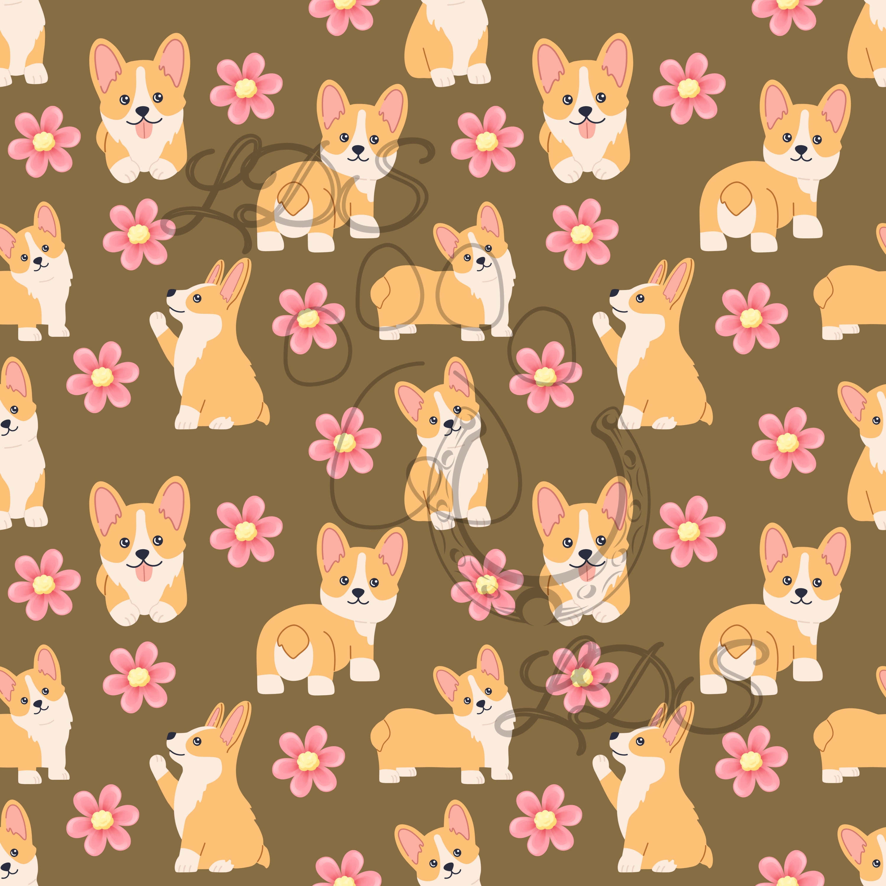 Seamless Pattern, Corgi Seamless Pattern, Corgi Pattern, Corgi and ...