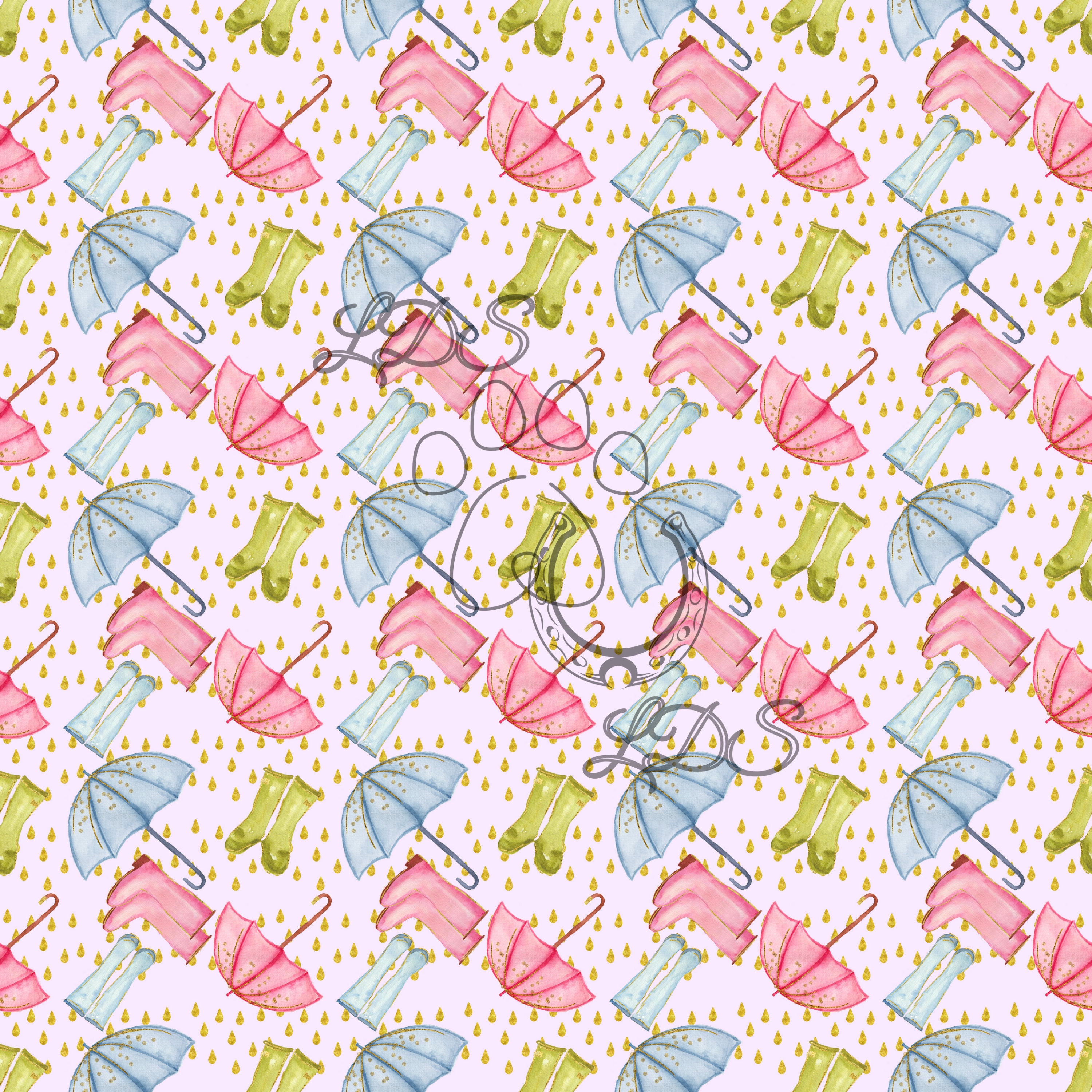 Seamless Pattern, Rain Boots Pattern, Umbrella Pattern, Watercolor Rain ...