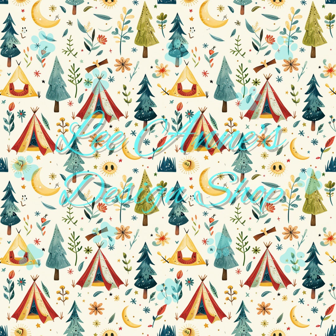 Seamless Pattern, Camping Seamless, Tent Seamless, Outdoors Seamless ...
