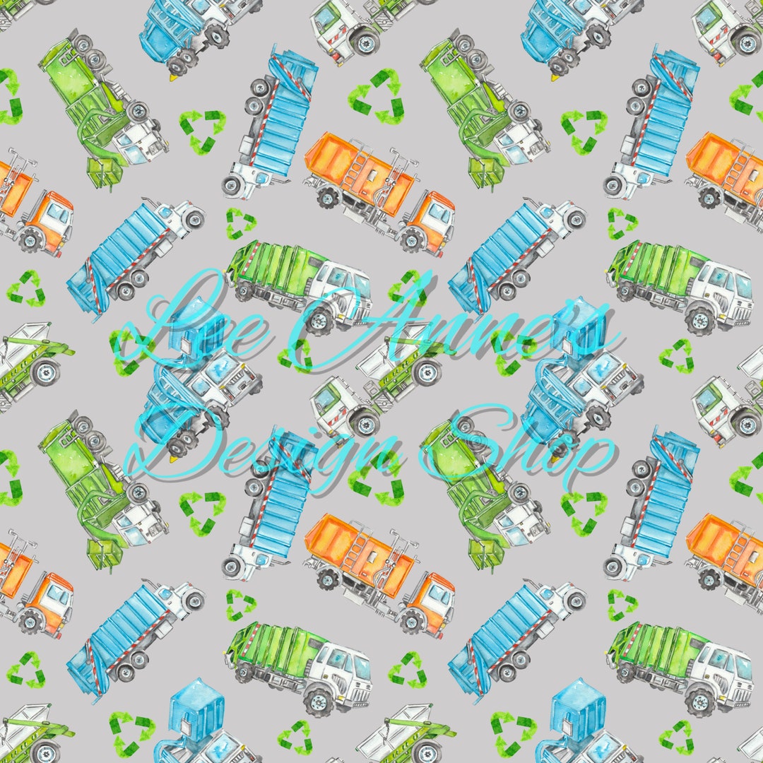 Seamless Pattern, Garbage Truck Seamless, Trash Truck Seamless, Garbage ...