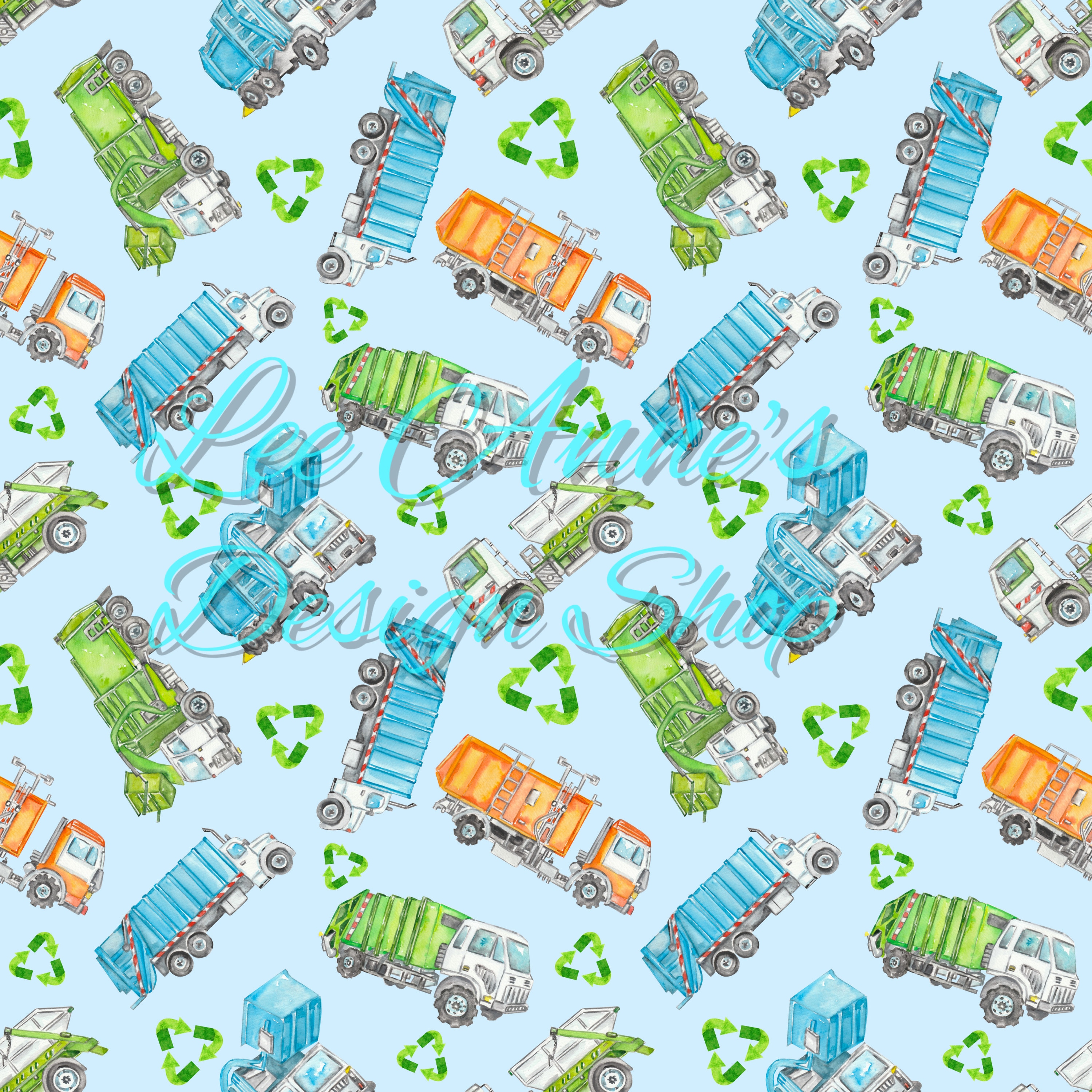 Seamless Pattern Garbage Truck Seamless Trash Truck - Etsy