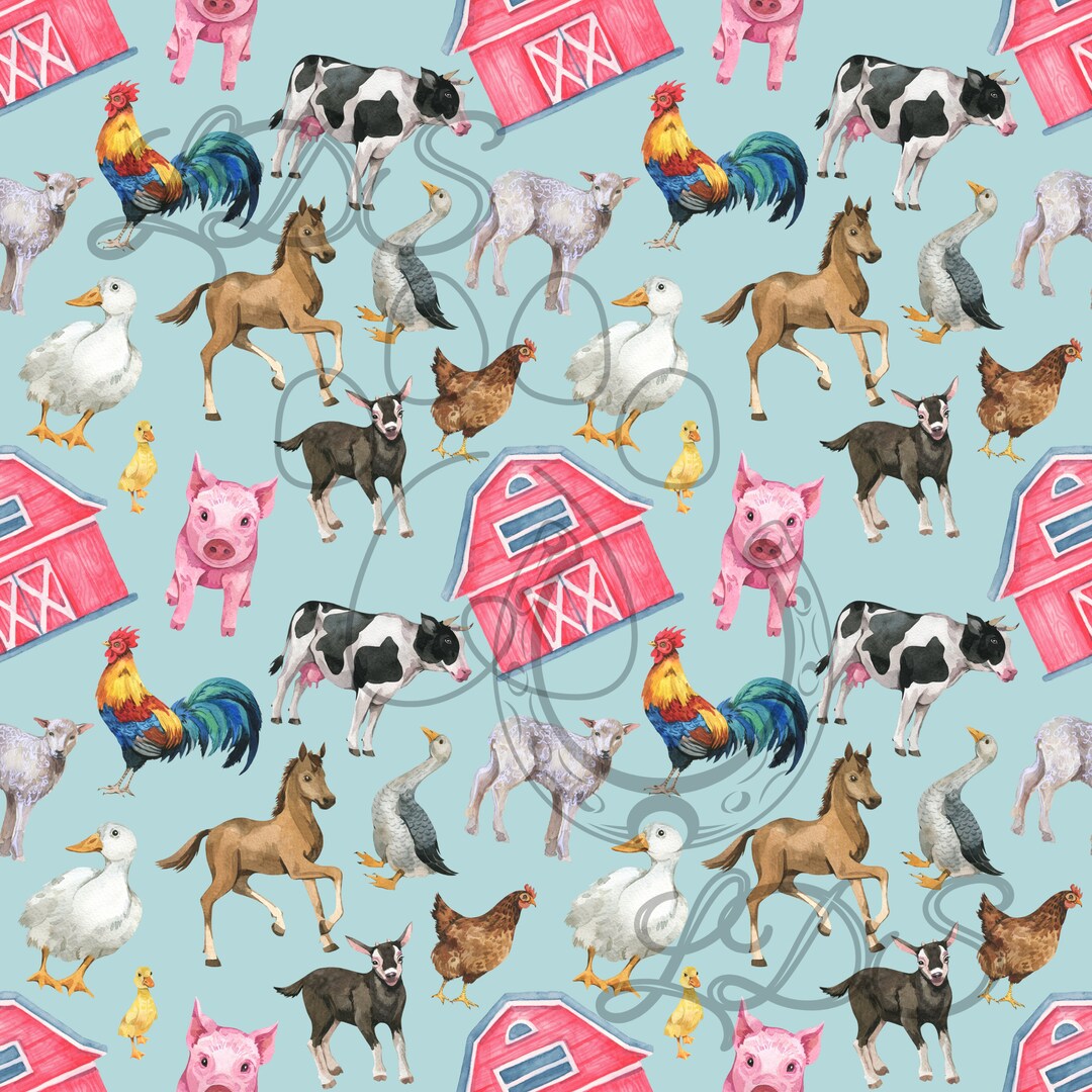 Seamless Pattern, Farm Seamless, Farm Animals Seamless, Barn Seamless ...