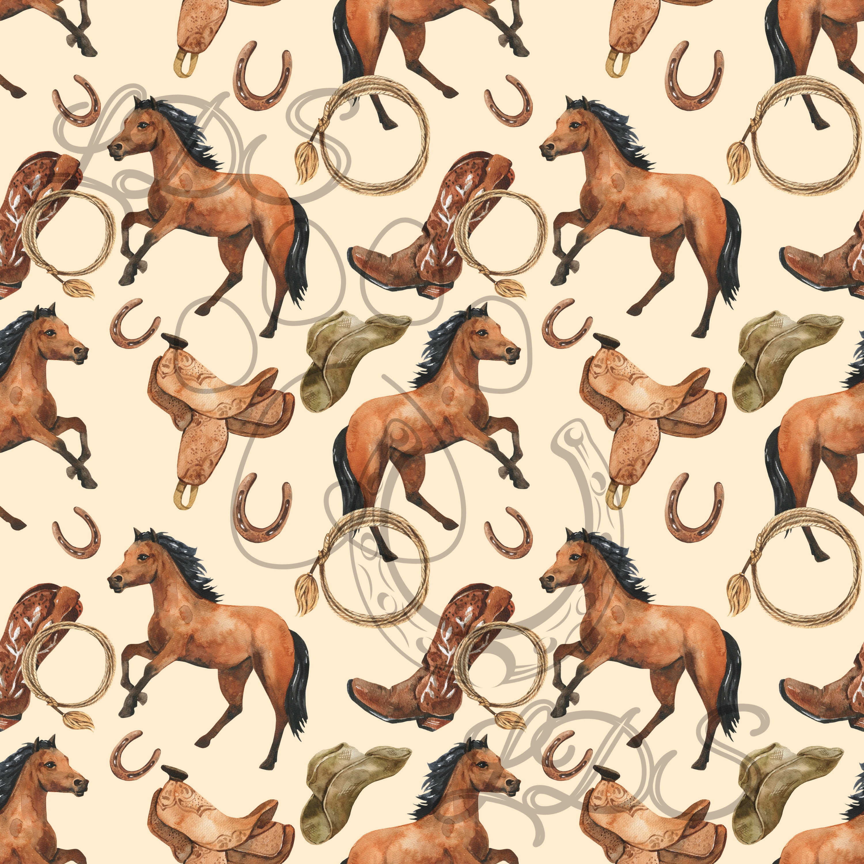 Seamless Pattern, Western Seamless Pattern, Cowboy Seamless Pattern ...