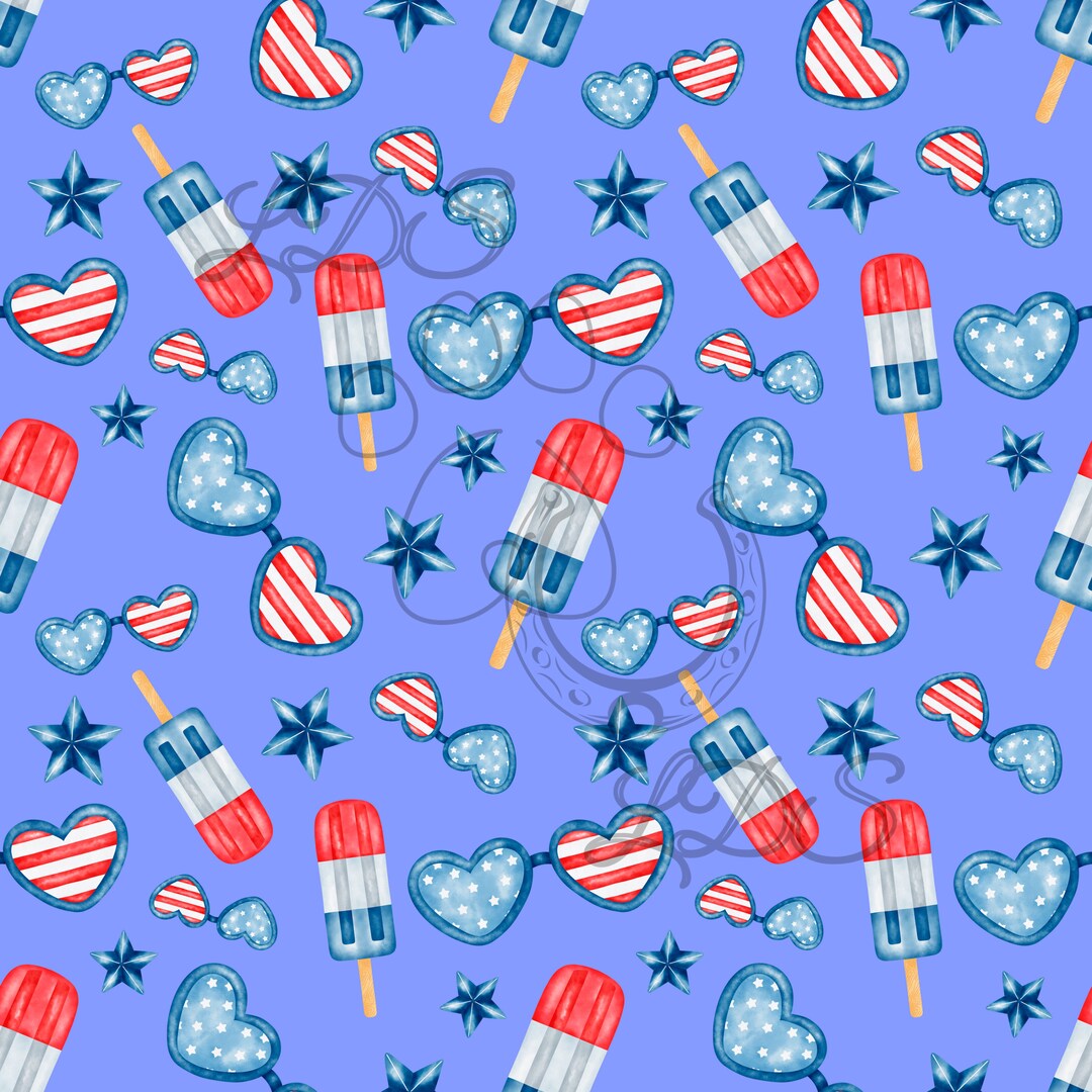Seamless Pattern, Fourth of July Pattern, Watercolor Seamless, July 4th ...