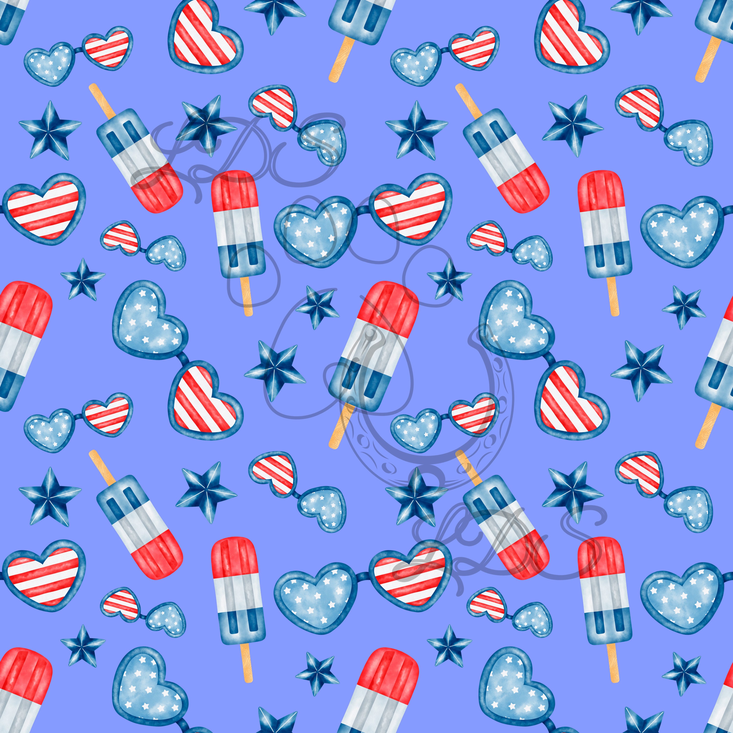Seamless Pattern, Fourth of July Pattern, Watercolor Seamless, July 4th ...
