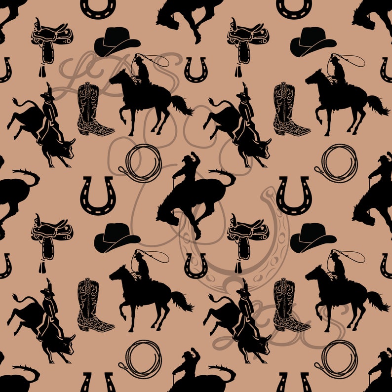 Seamless Pattern, Rodeo Seamless Pattern, Cowboy Seamless Pattern ...