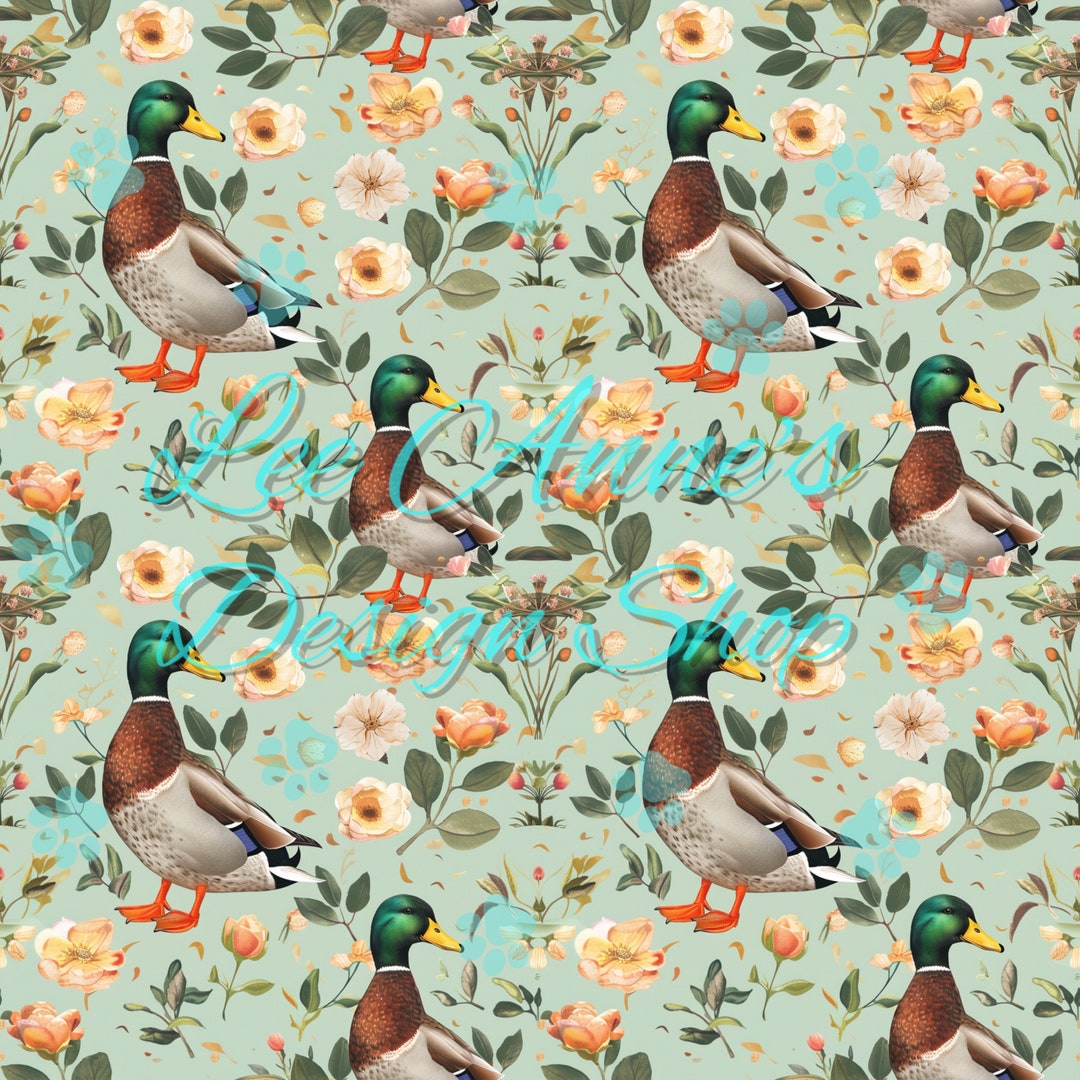 Seamless Pattern, Ducks Seamless, Mallard Ducks, Watercolor Ducks ...