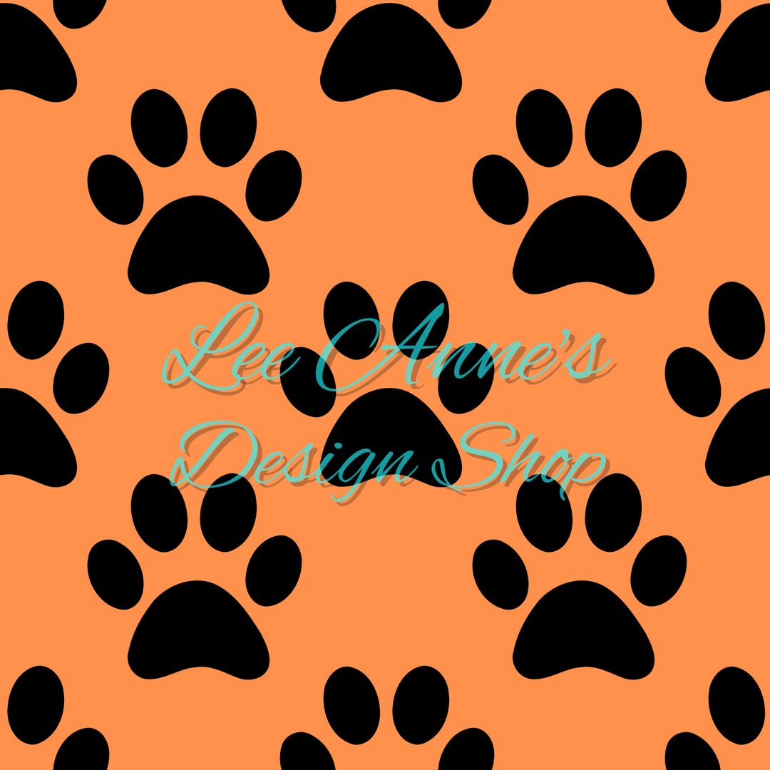 Seamless Pattern, Paw Print Seamless, Pawprints Seamless, Halloween Paw ...