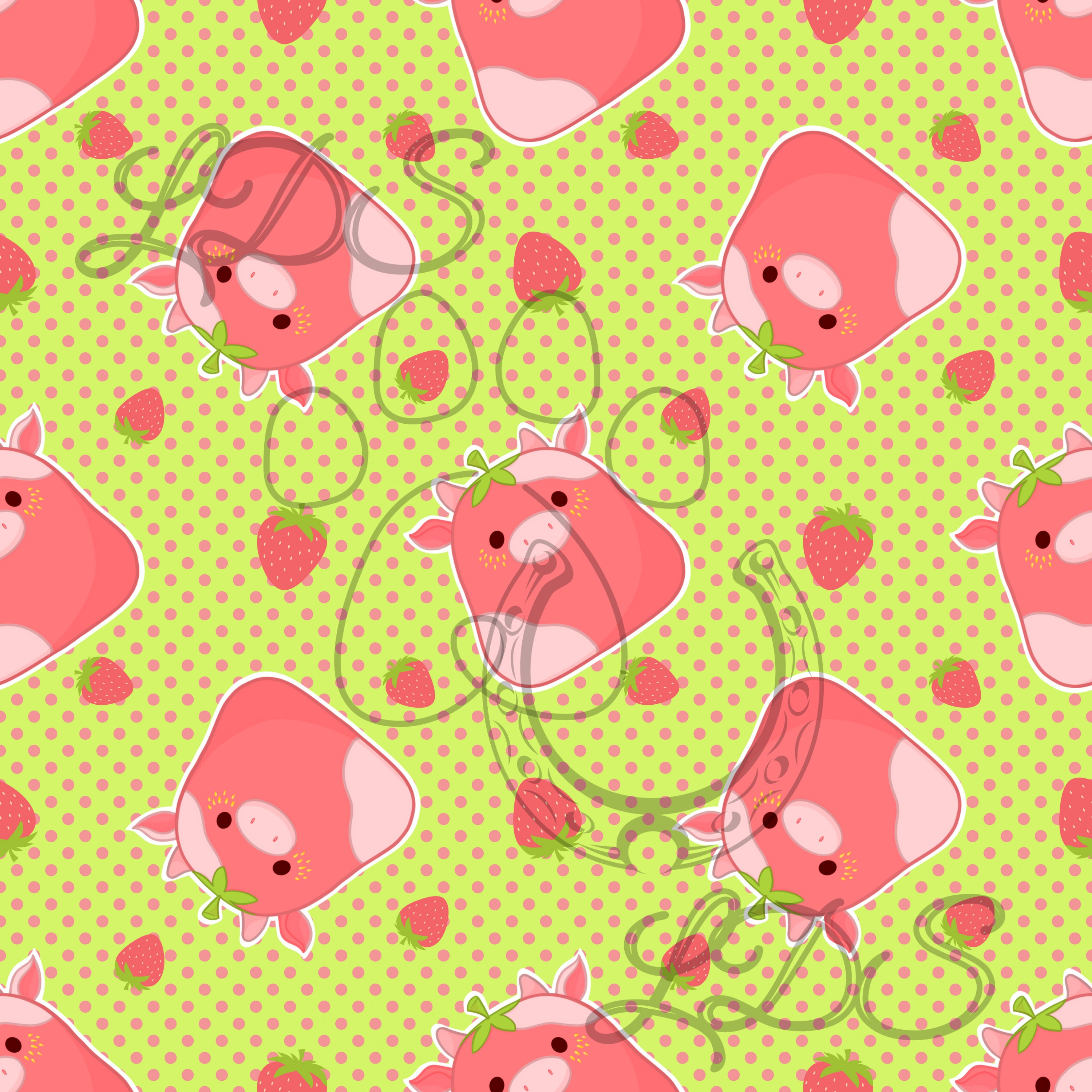 Seamless Pattern, Squishmallow Pattern, Squishmallow Cow, Strawberry ...
