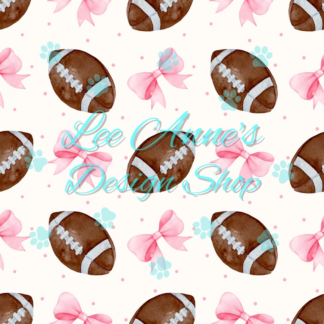 Seamless Pattern, Football Seamless, Football Bows Seamless, Girly ...