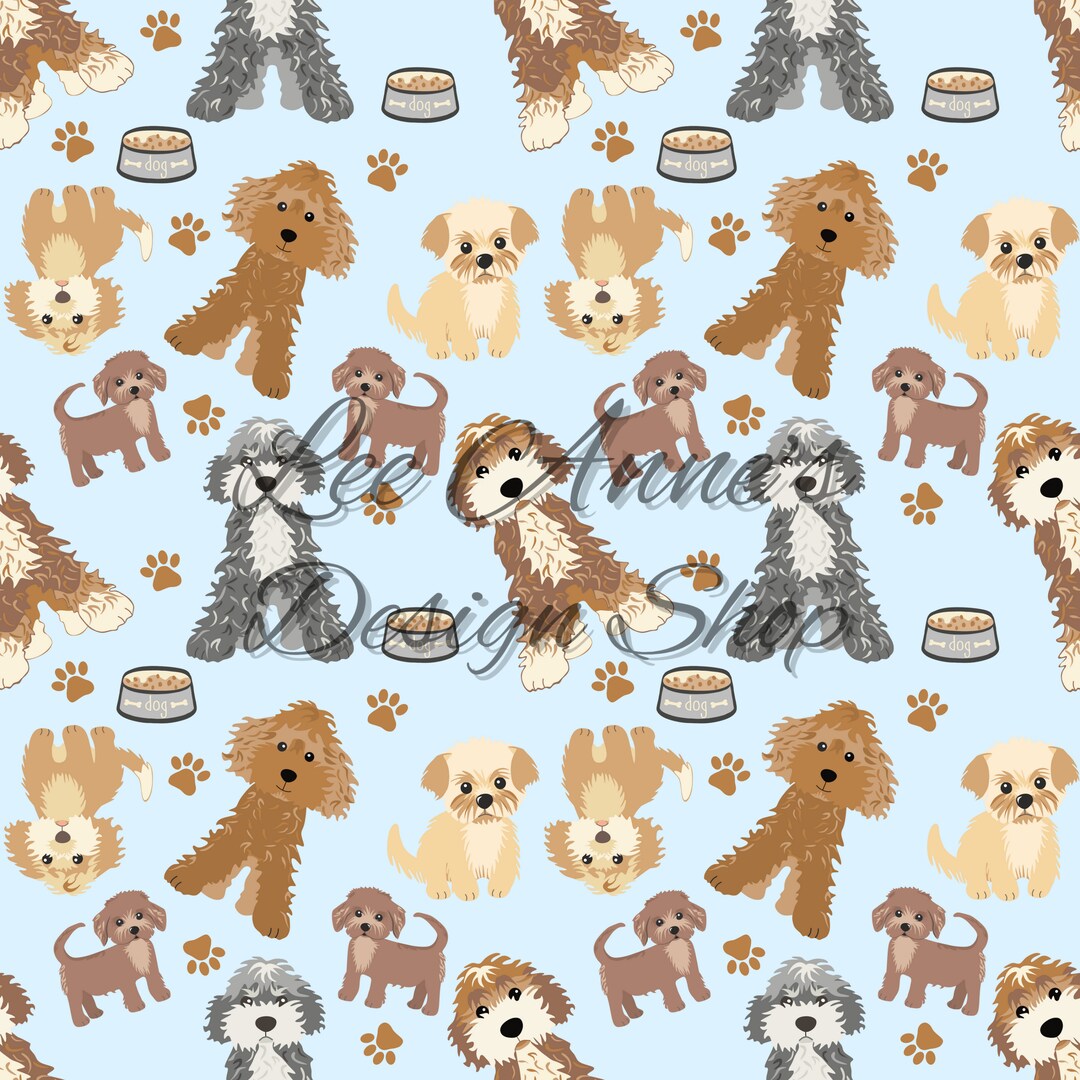 Seamless Pattern, Dog Seamless, Labradoodles Seamless, Doodle Dog, Paw ...