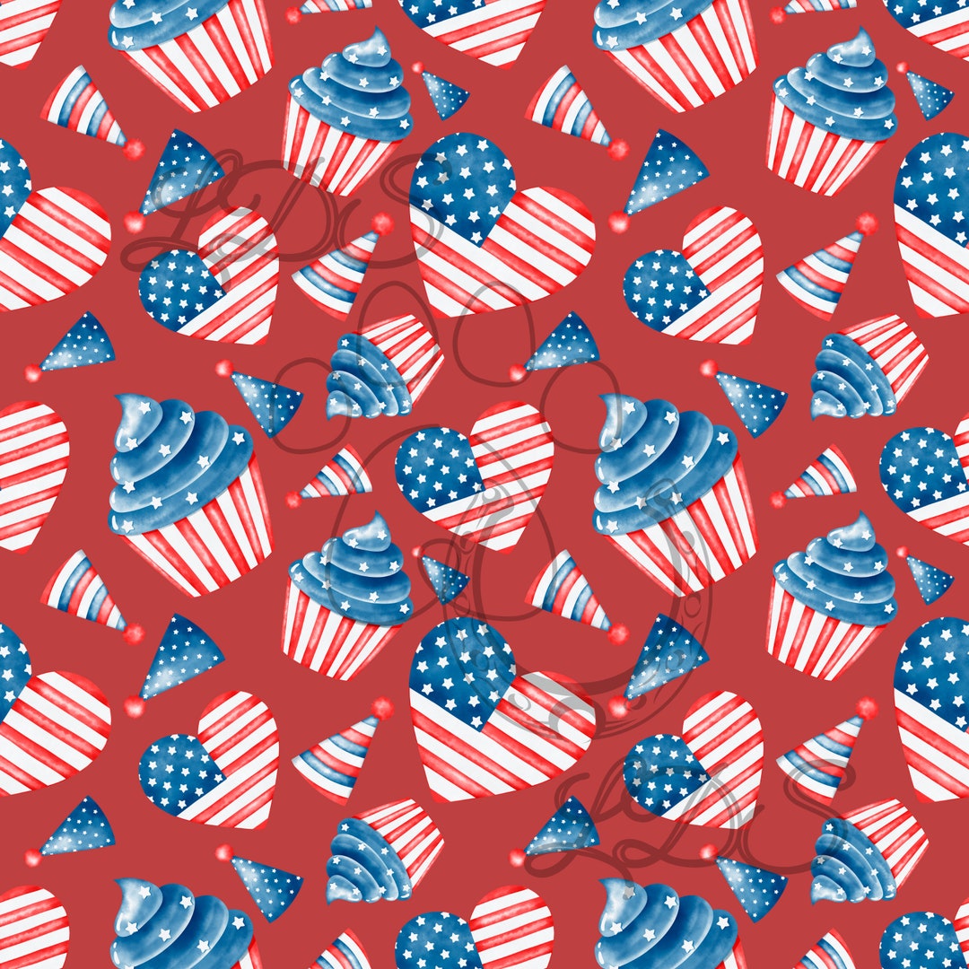 Fourth of July Seamless Pattern, Seamless Pattern, Watercolor Fourth of ...
