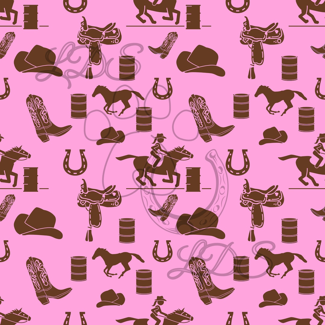 Seamless Pattern, Horses Seamless Pattern, Barrel Racing Seamless ...