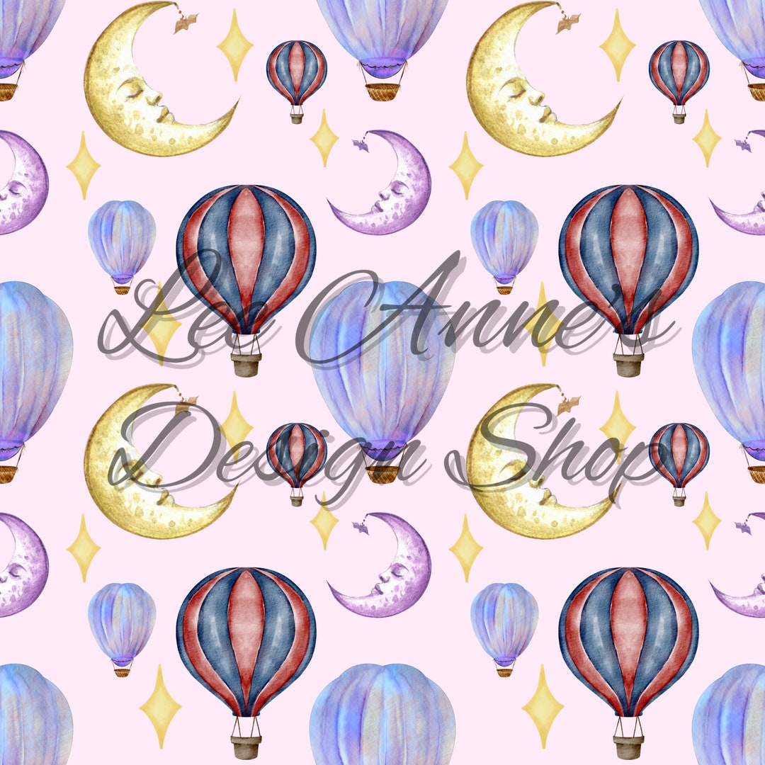 Seamless Pattern, Moon Seamless, Balloon Seamless, Hot Air Balloon ...