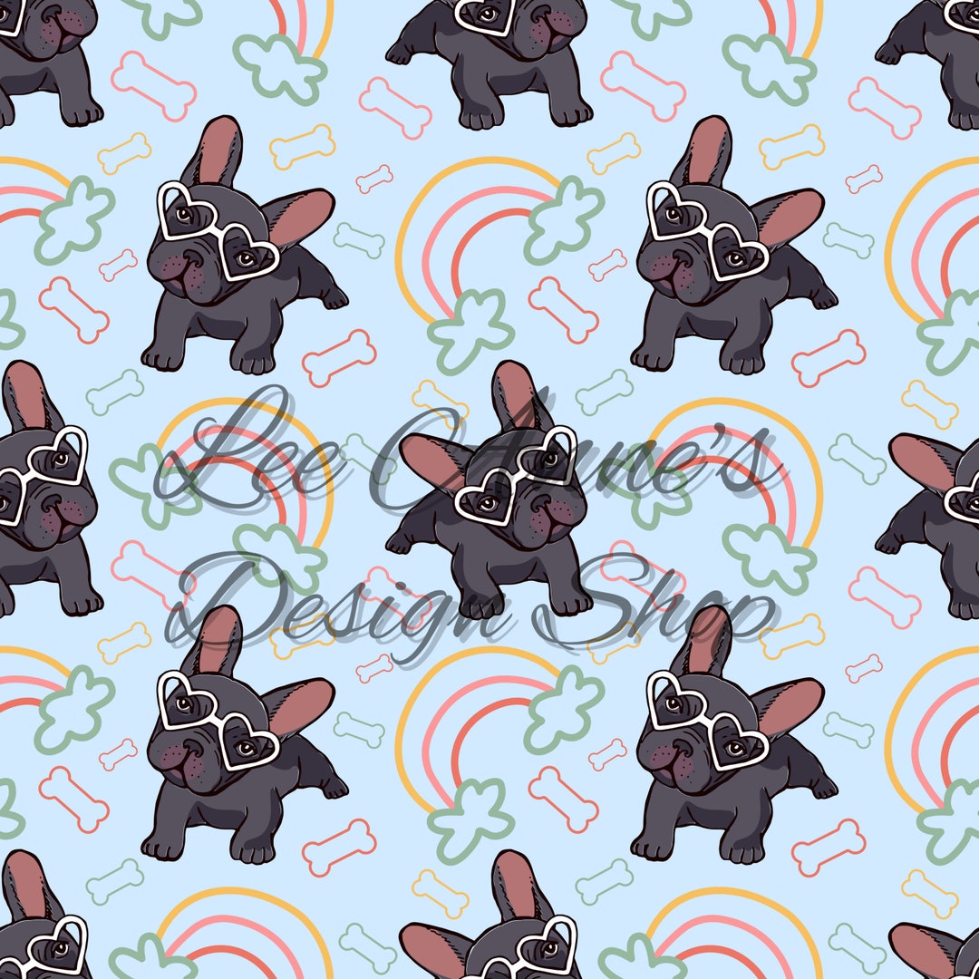 Seamless Pattern, Dogs Seamless Pattern, French Bulldog, Frenchie ...