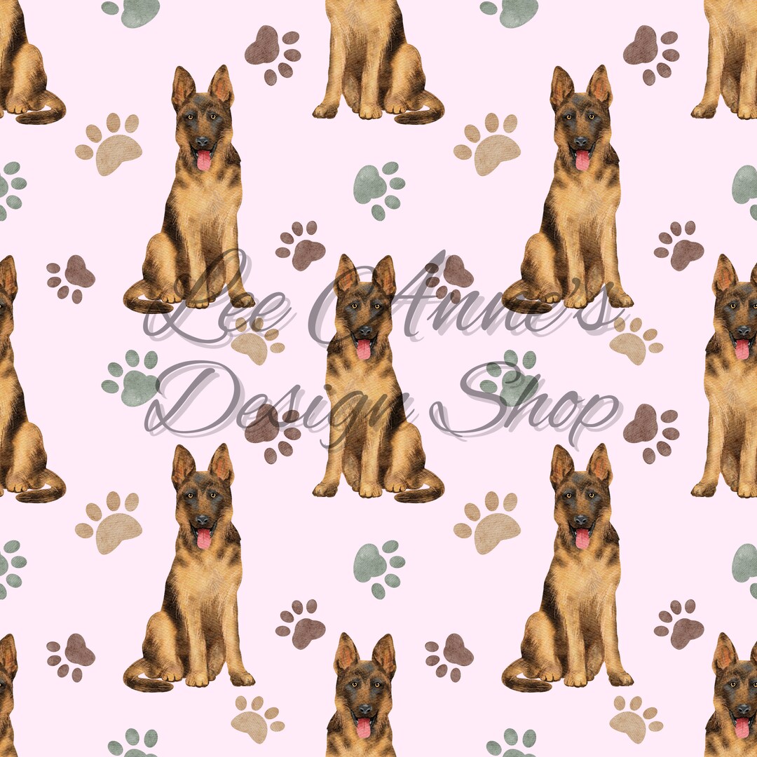 Seamless Pattern, Dogs Seamless, German Shepherd Seamless, Watercolor ...