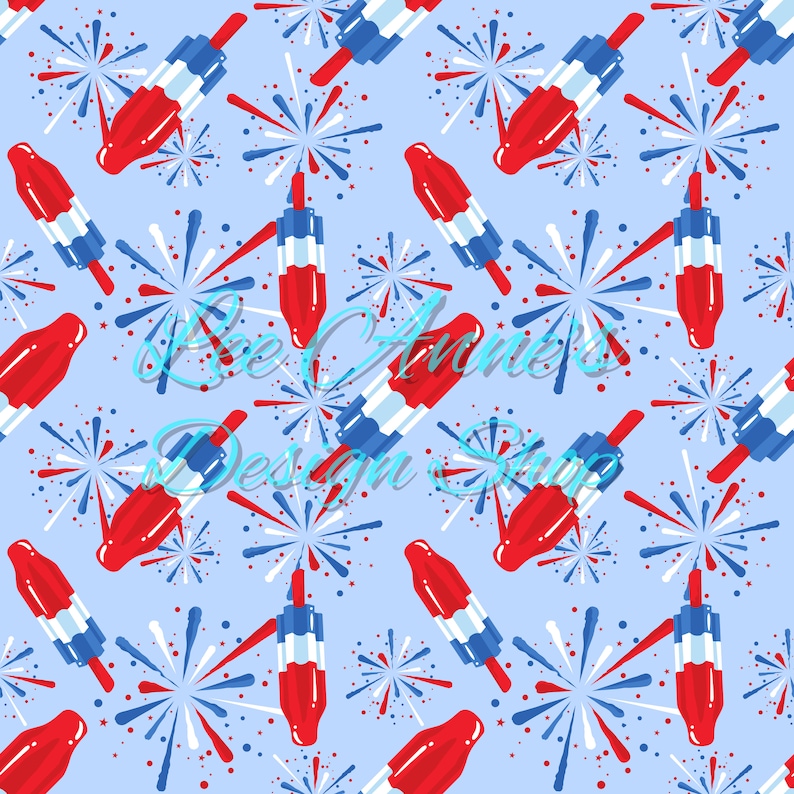 Seamless Pattern, Fourth of July Seamless, Bomb Pop Seamless ...