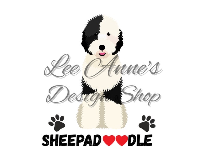 Sheepadoodle Sublimation PNG, Doodle Dog Portrait, Sheepa Doodle PNG ...