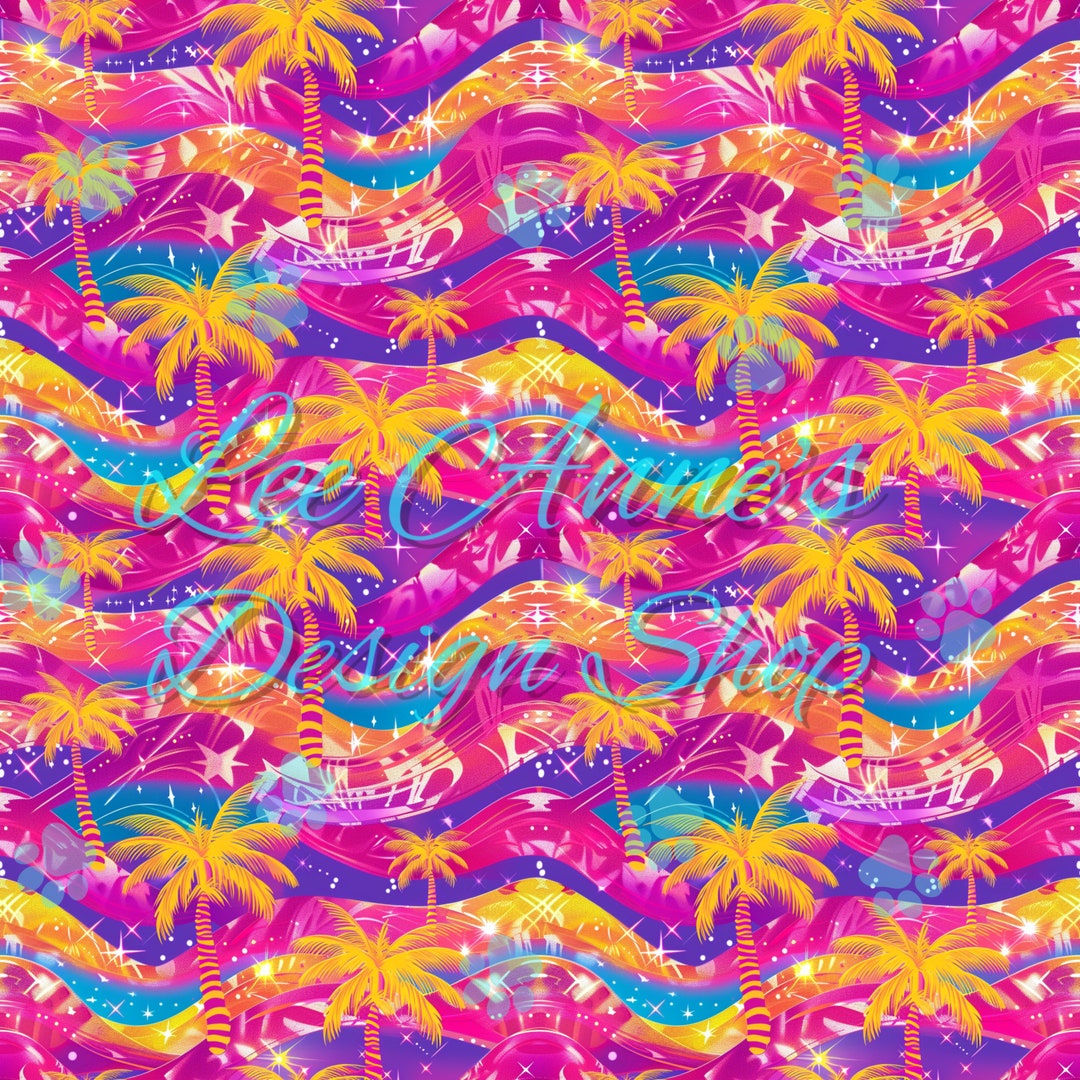 Seamless Pattern, Pink Palm Trees Seamless, Tropical Seamless, Ocean ...