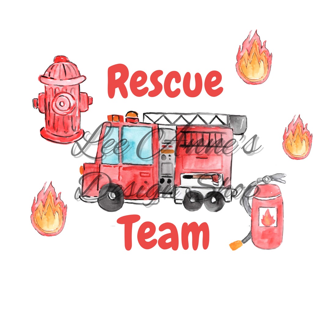 Firefighters to the Rescue, Firetruck, Png, Clipart, Stickers, Shirts ...