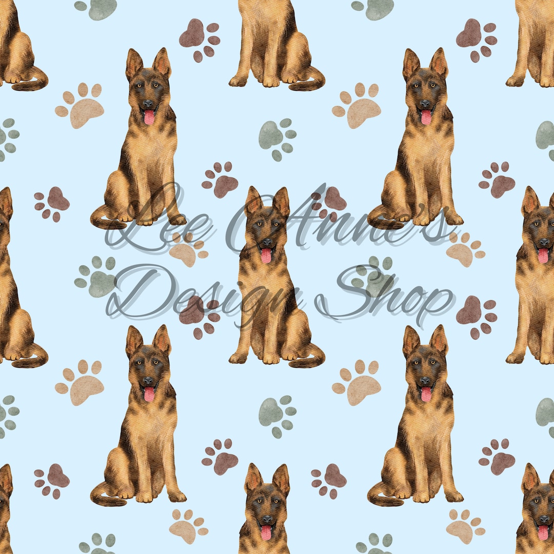 Seamless Pattern, Dogs Seamless, German Shepherd Seamless, Watercolor ...