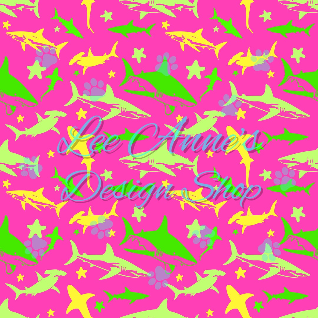 Seamless Pattern, Safe Swim Seamless, Shark Seamless, Girly Sharks ...