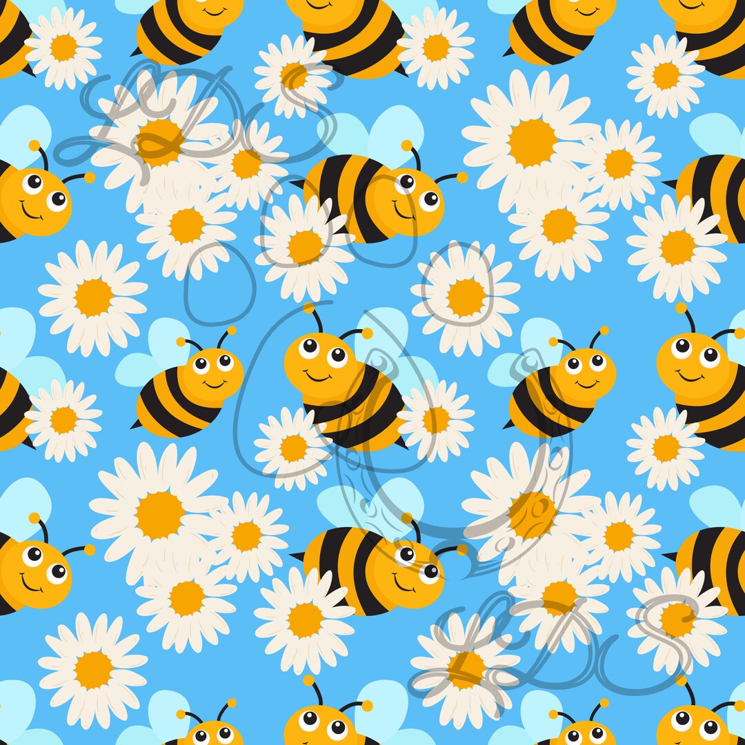 Seamless Pattern, Bees Pattern, Bees Seamless, Floral Seamless Pattern ...