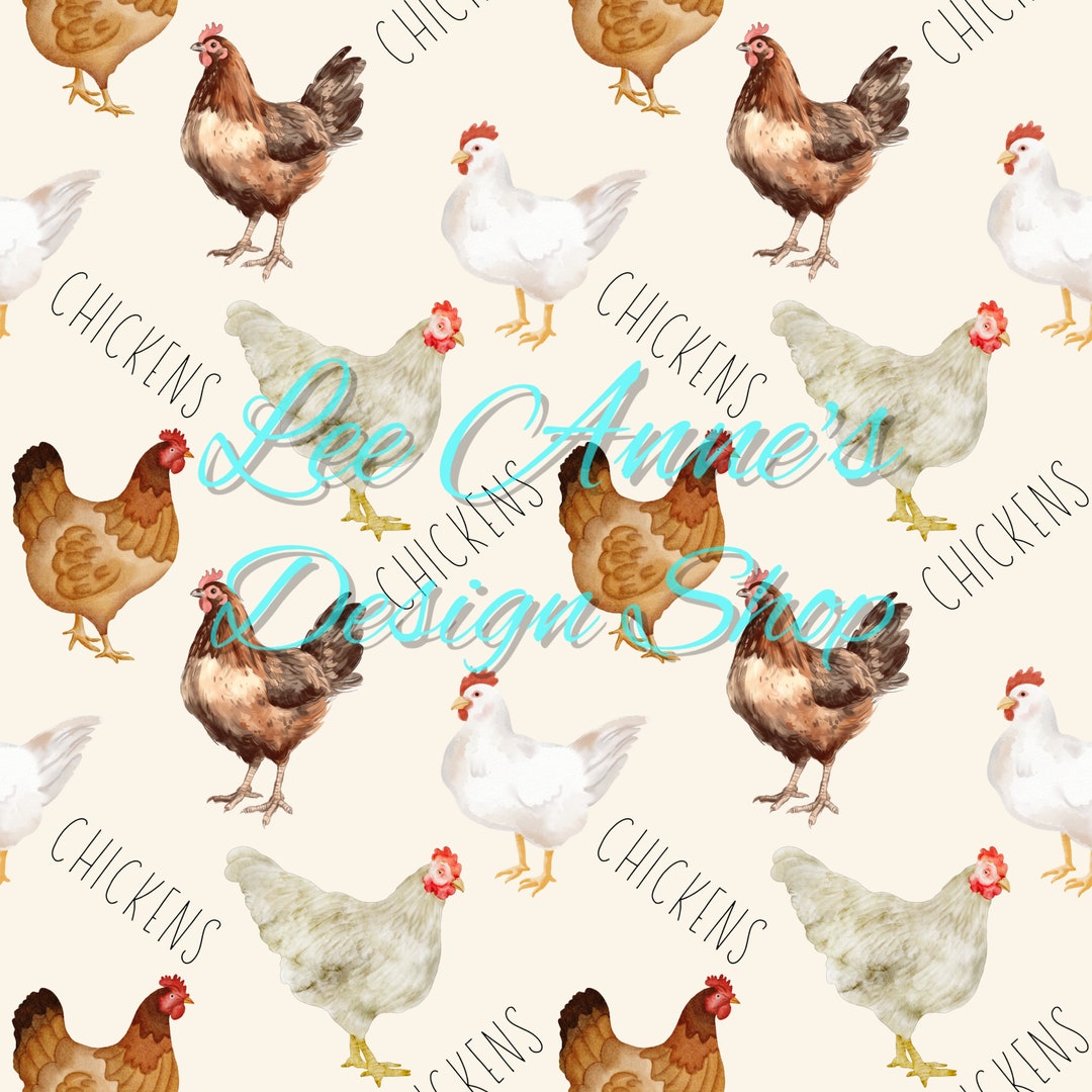 Seamless Pattern, Chickens Seamless, Hens Seamless, Watercolor Chickens ...