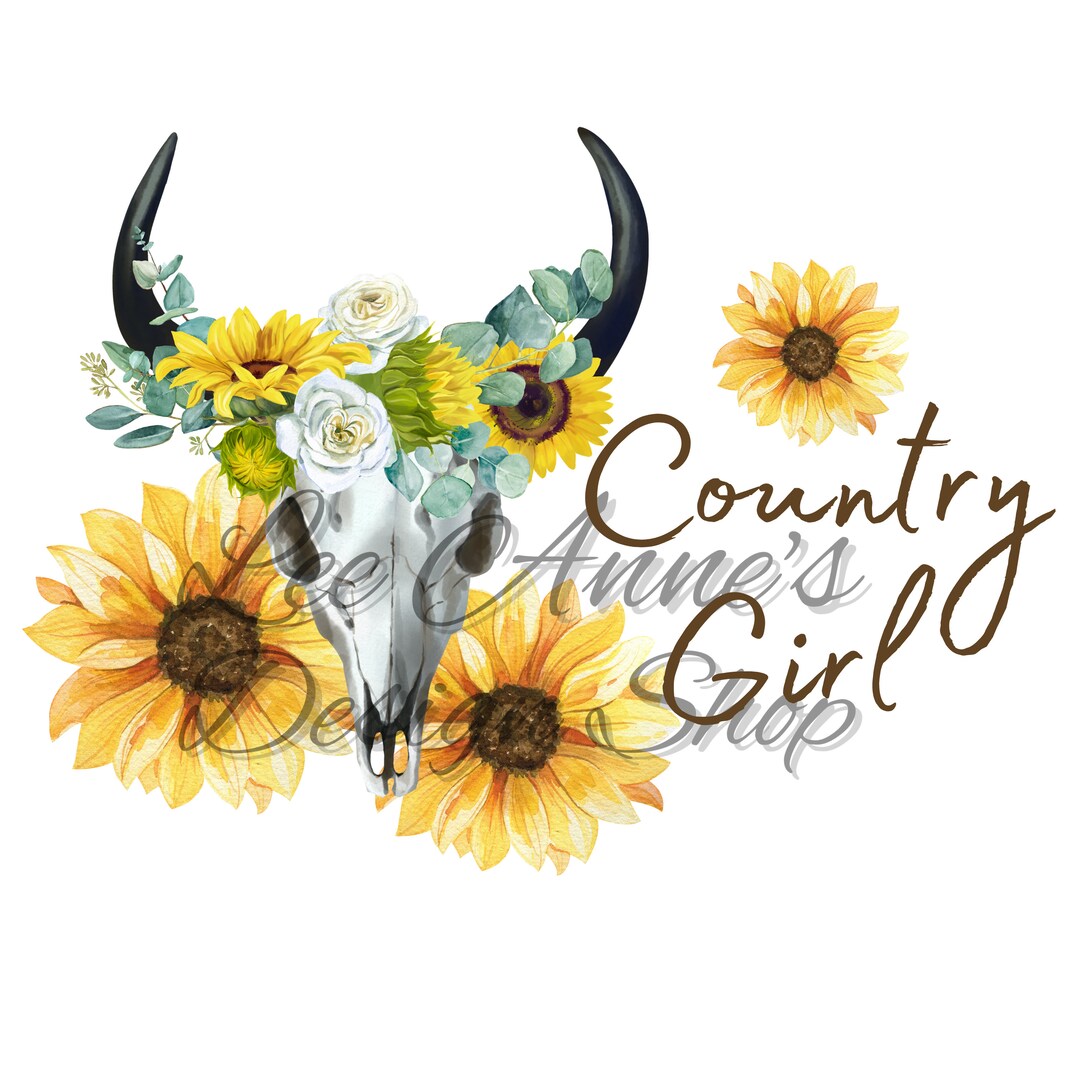 Country Girl Sublimation, Western Floral Sublimation, Cow Skull Png ...