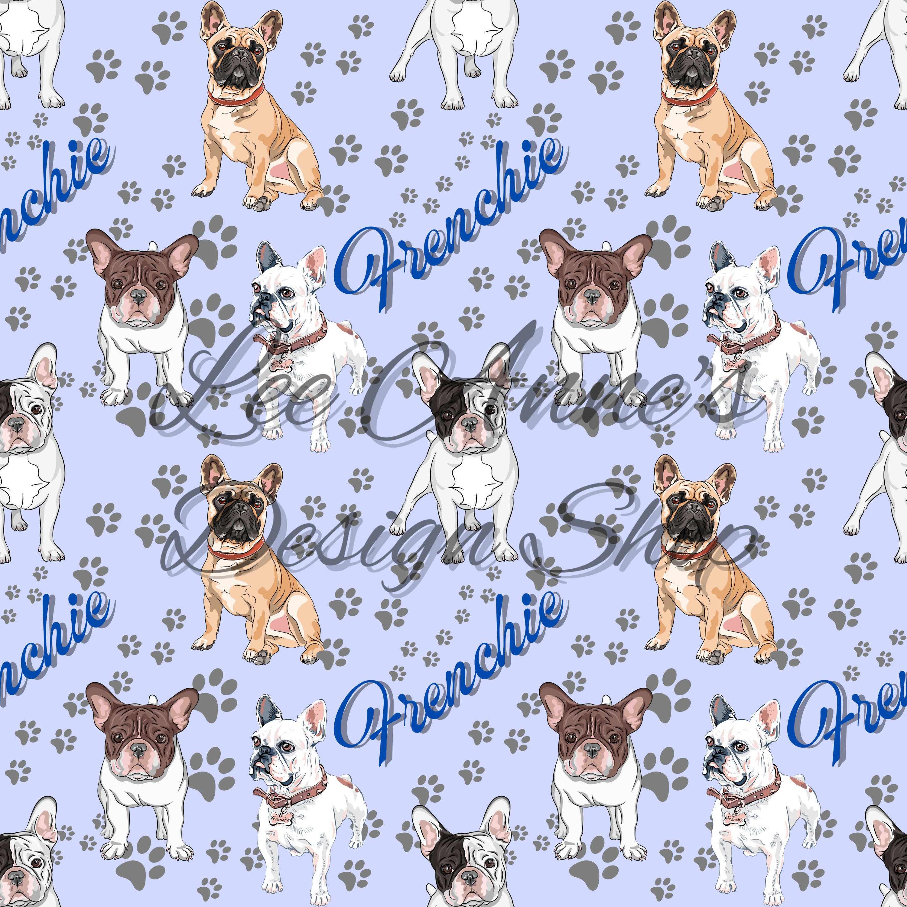 Seamless Pattern, Dogs Seamless Pattern, French Bulldog, Frenchie ...