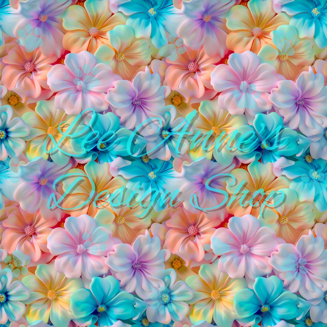 Seamless Pattern, Pastel Flower Seamless, 3d Floral Seamless, 3d Floral ...