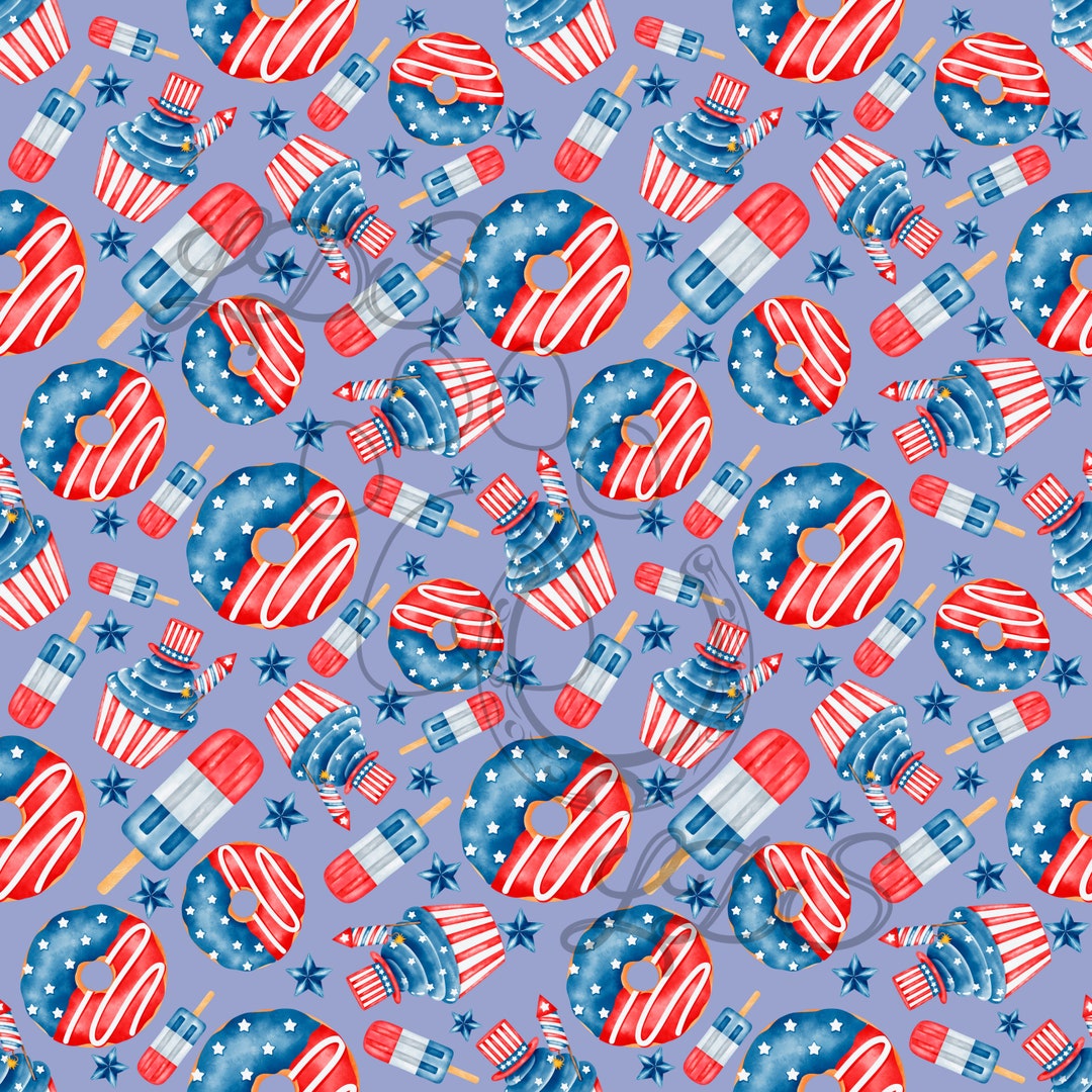 Seamless Pattern, Fourth of July Pattern, Watercolor Seamless, Cupcakes ...
