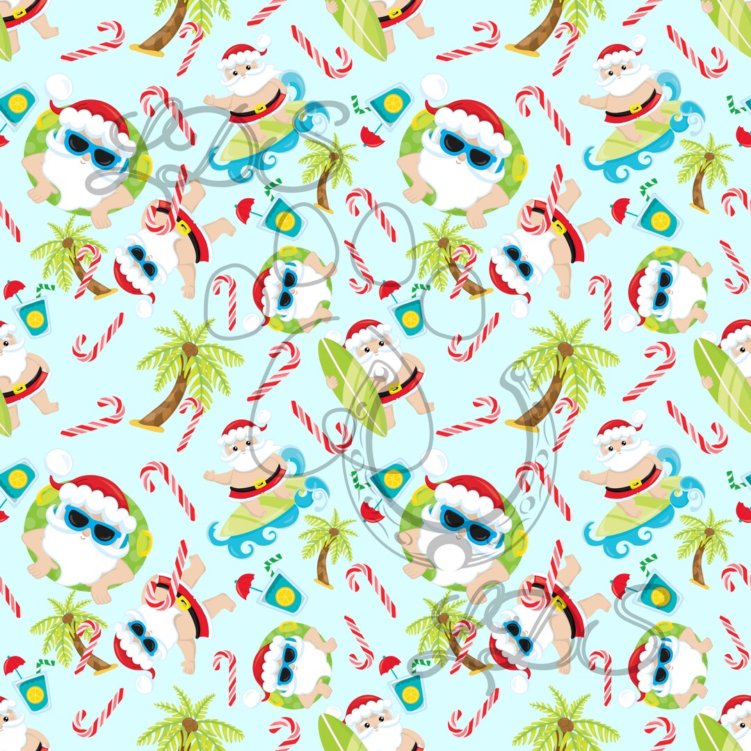 Seamless Pattern, Christmas Pattern, Beach Christmas, Tropical ...