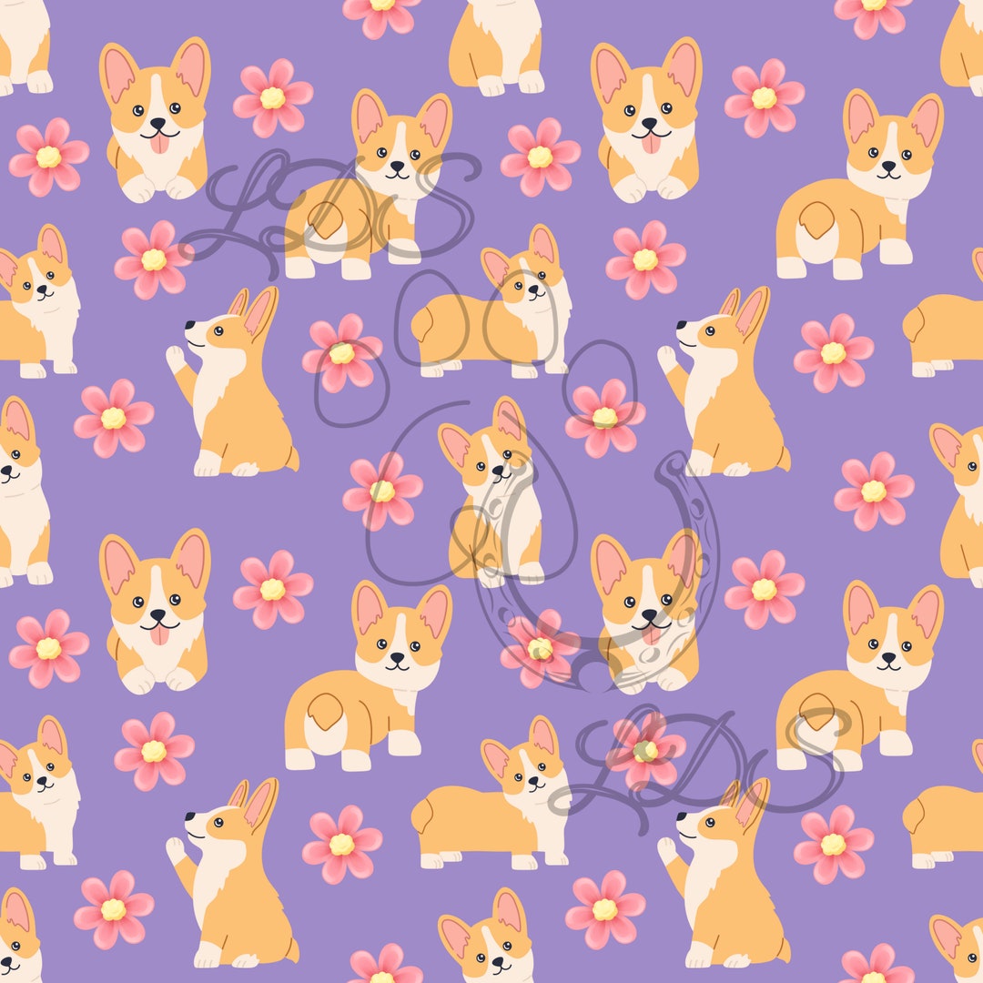 Seamless Pattern, Corgi Seamless Pattern, Corgi Pattern, Corgi and ...