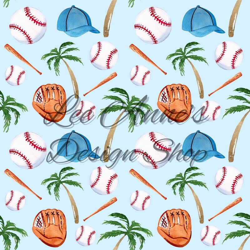 Baseball and Palm Trees Art - Etsy