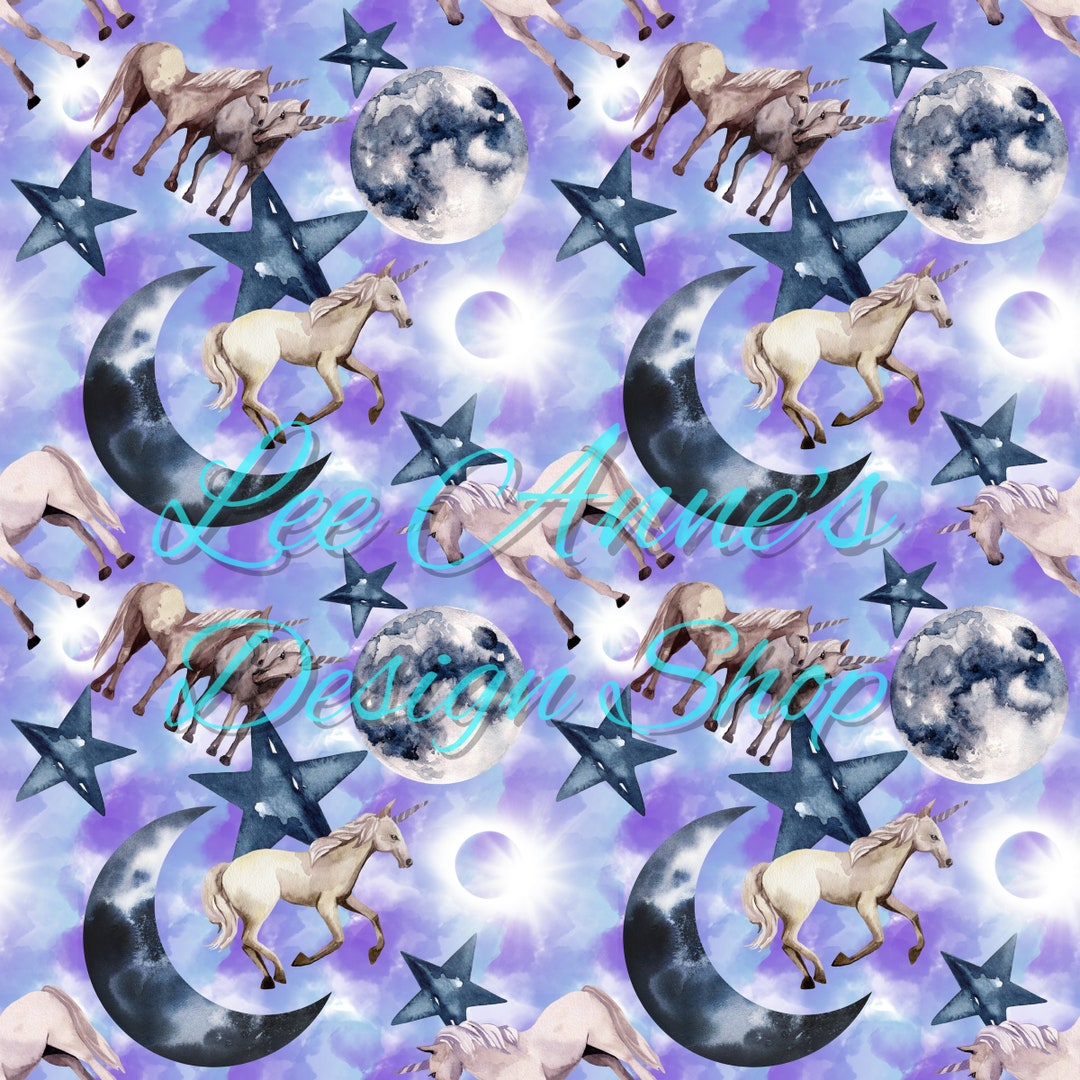 Seamless Pattern, Moon Pattern, Moon Seamless, Unicorn Seamless ...