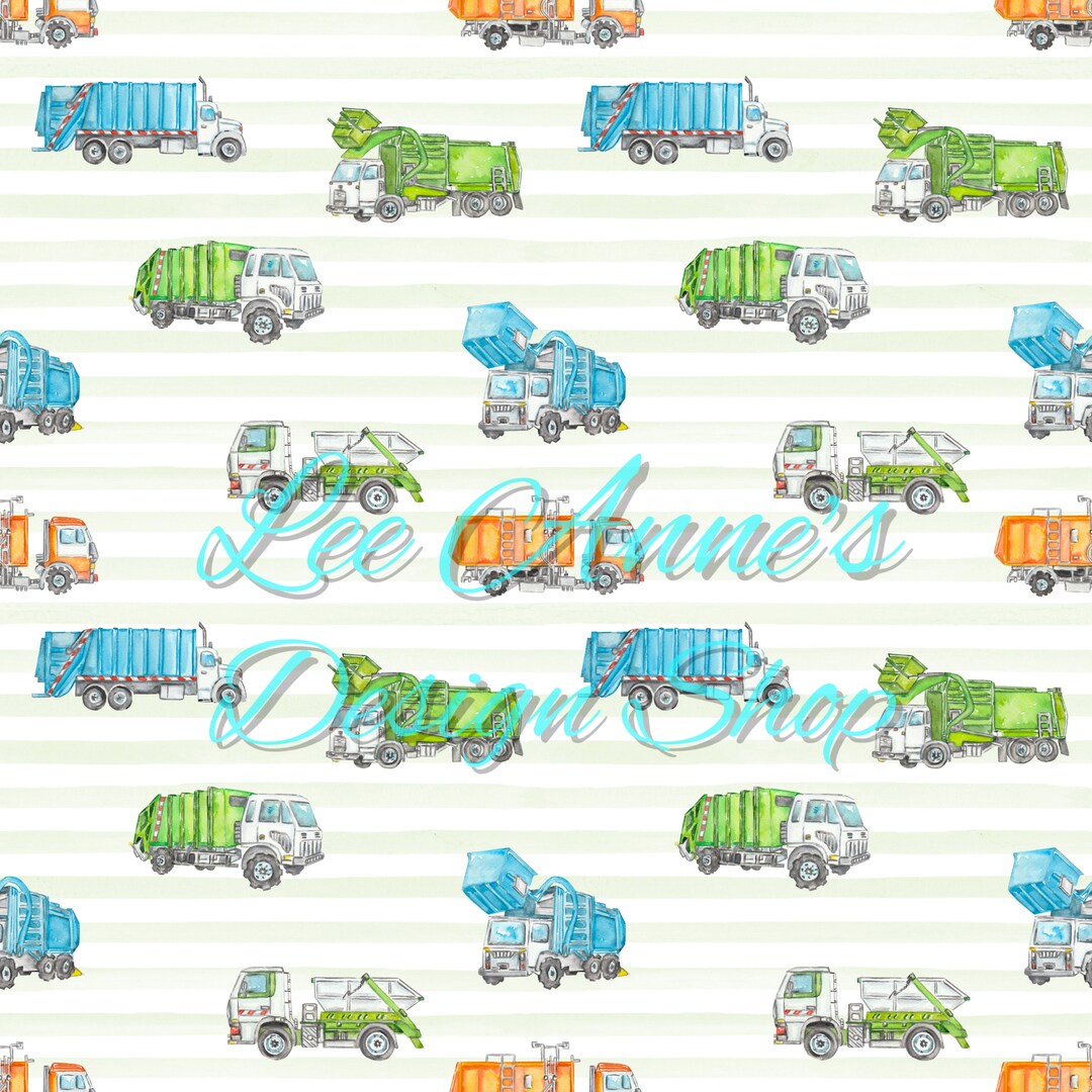Seamless Pattern, Garbage Truck Seamless, Trash Truck Seamless, Garbage ...