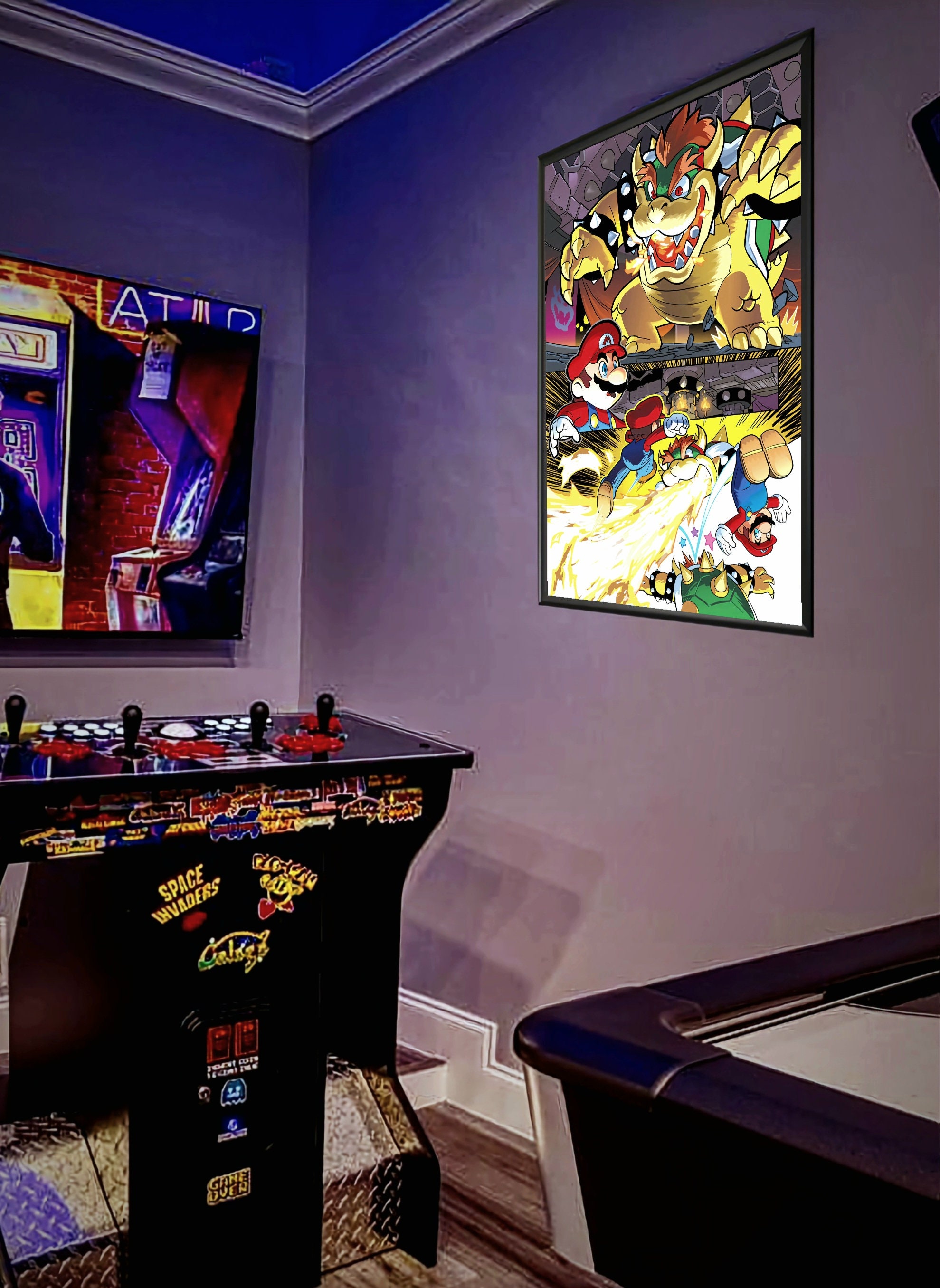 Super Mario Bros King Bowser Fight Art Poster (sz. 27.5"x 19.5") Print ...