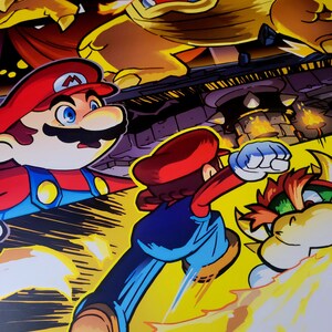 Super Mario Bros King Bowser Fight Art Poster (sz. 27.5"x 19.5") Print ...