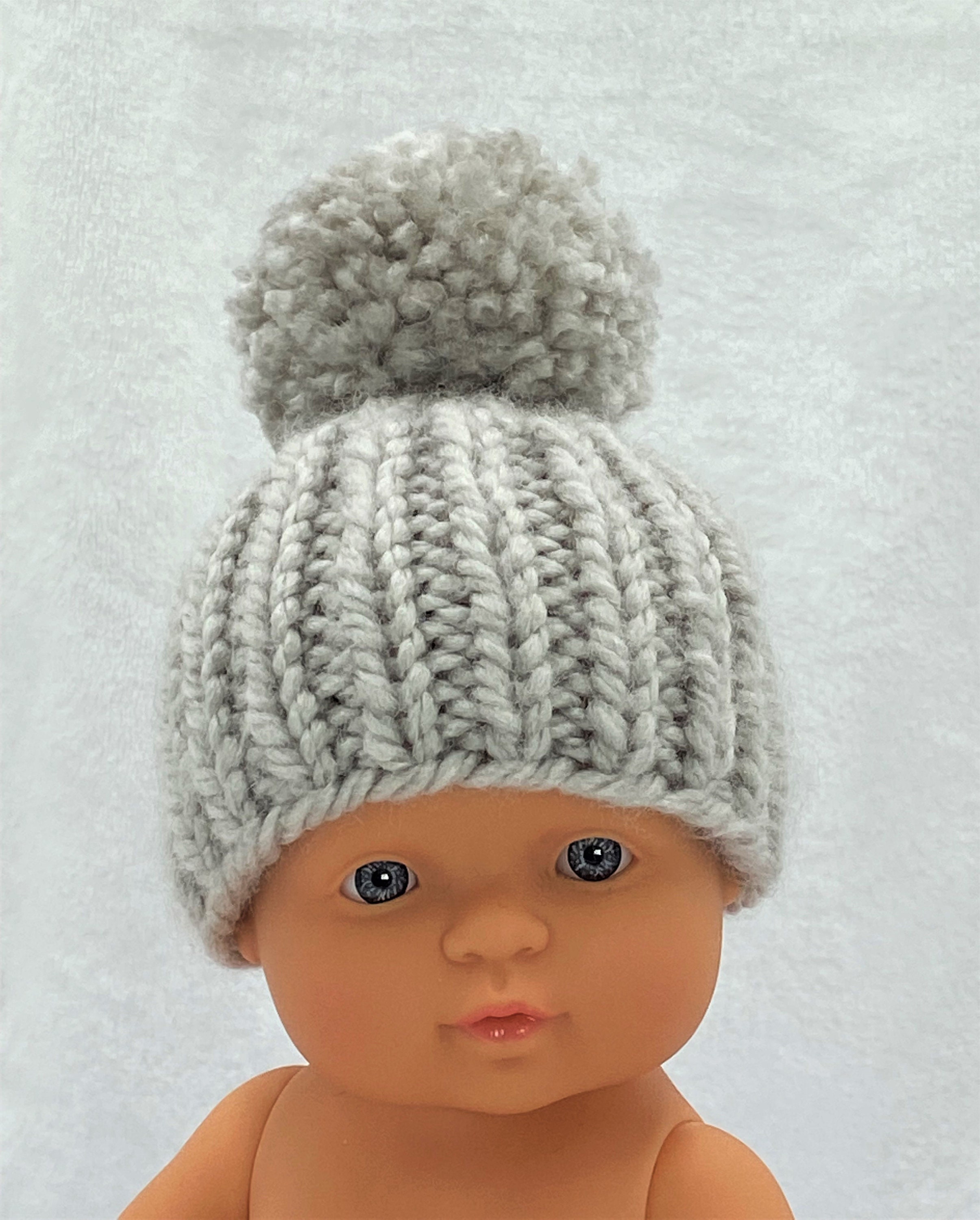 Three Colors Available Chunky Knit Doll Hat With Big Pompom Miniland ...