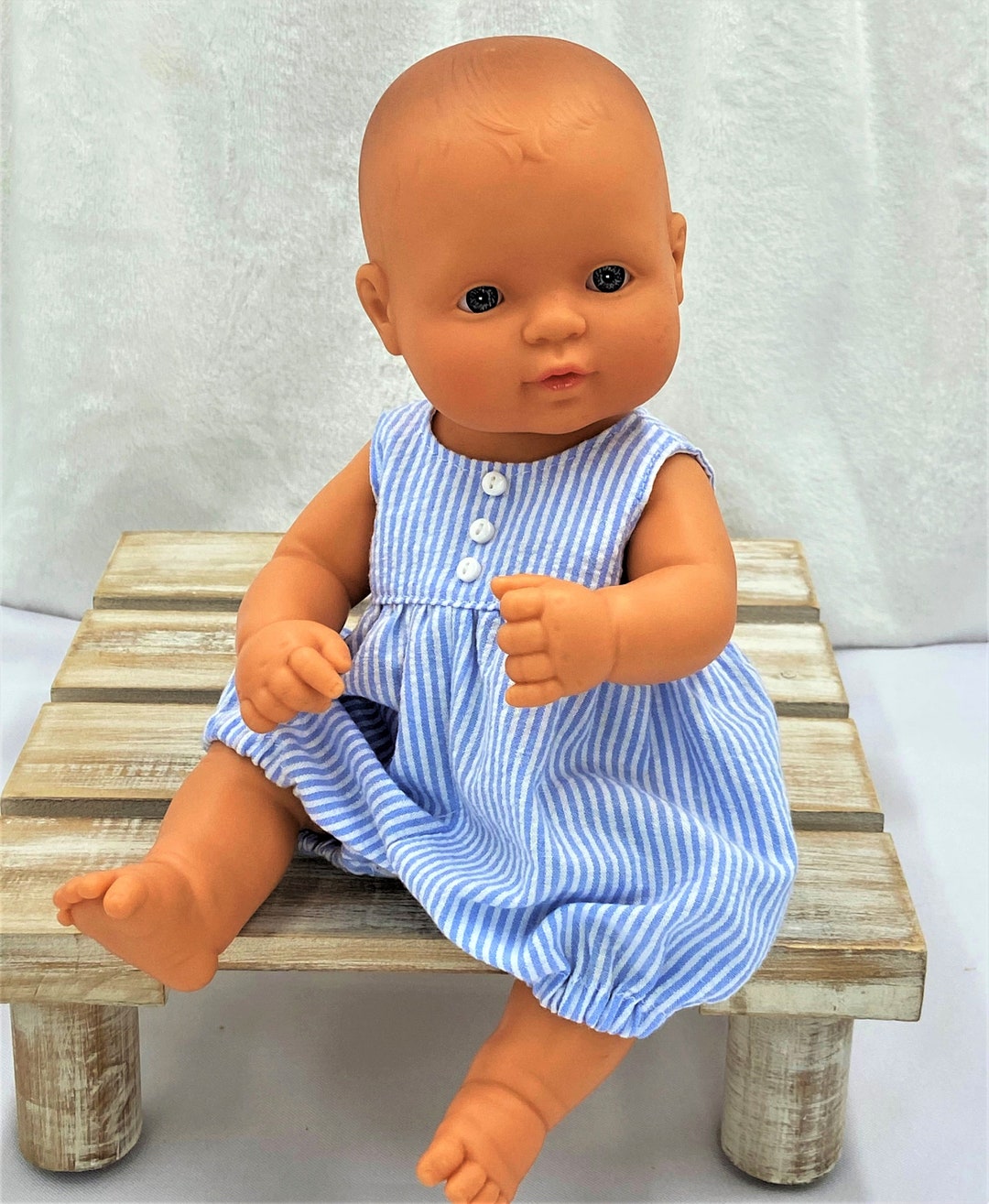 Cotton Seersucker Boy or Girl Bubble Romper Play Clothes Baby Doll ...