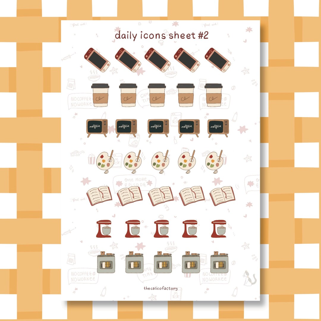 Sticker Sheet - Daily Icons Stickers 2, Mini Icons, Daily Activity ...