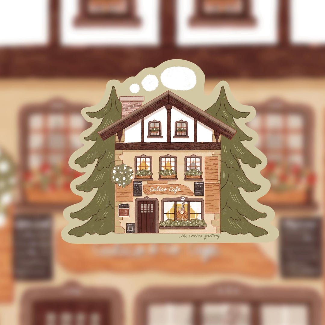 Swiss Cafe Sticker | Vinyl Stickers for Laptop, Cozy Stickers, Die Cut ...