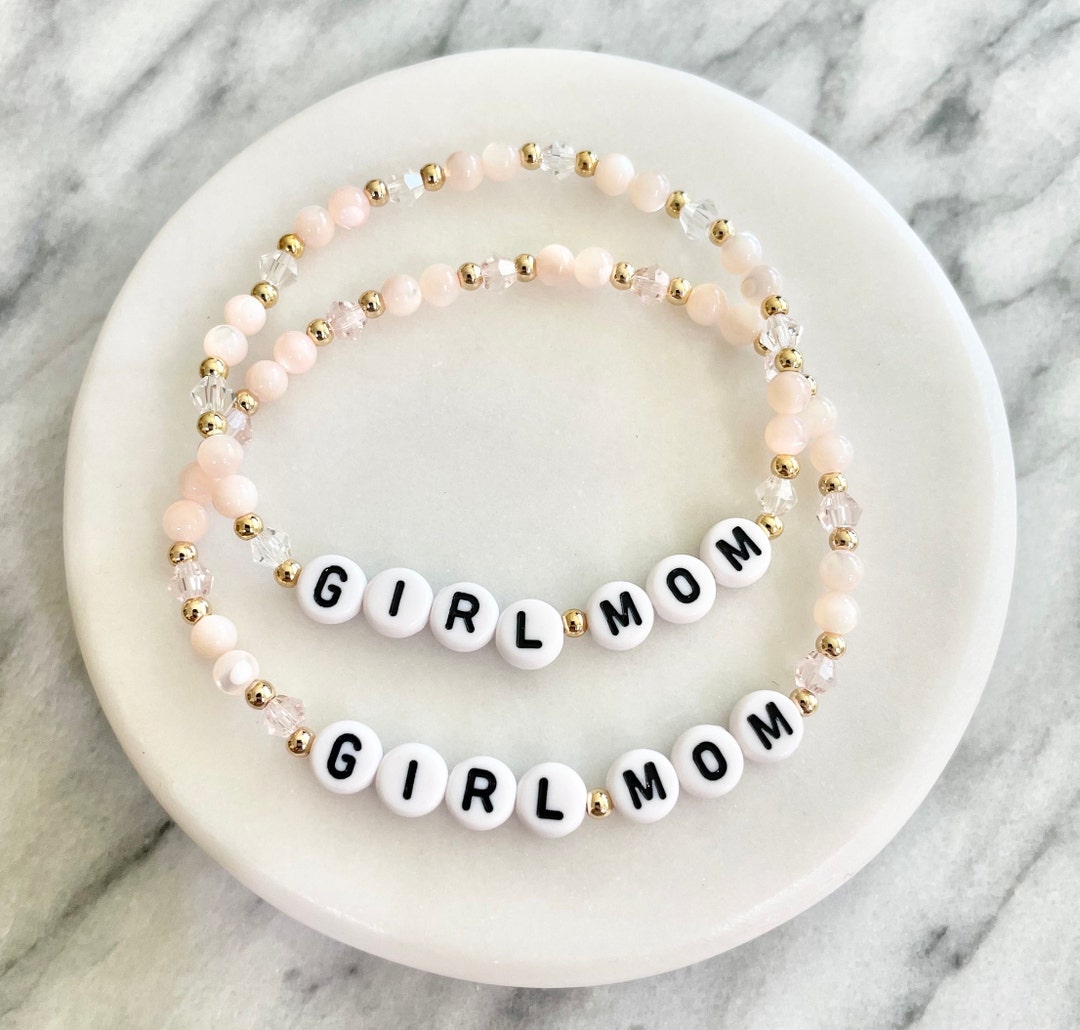 Girl Mom Bracelet Beaded, Stretch, Custom Name Bracelet, Jewelry ...