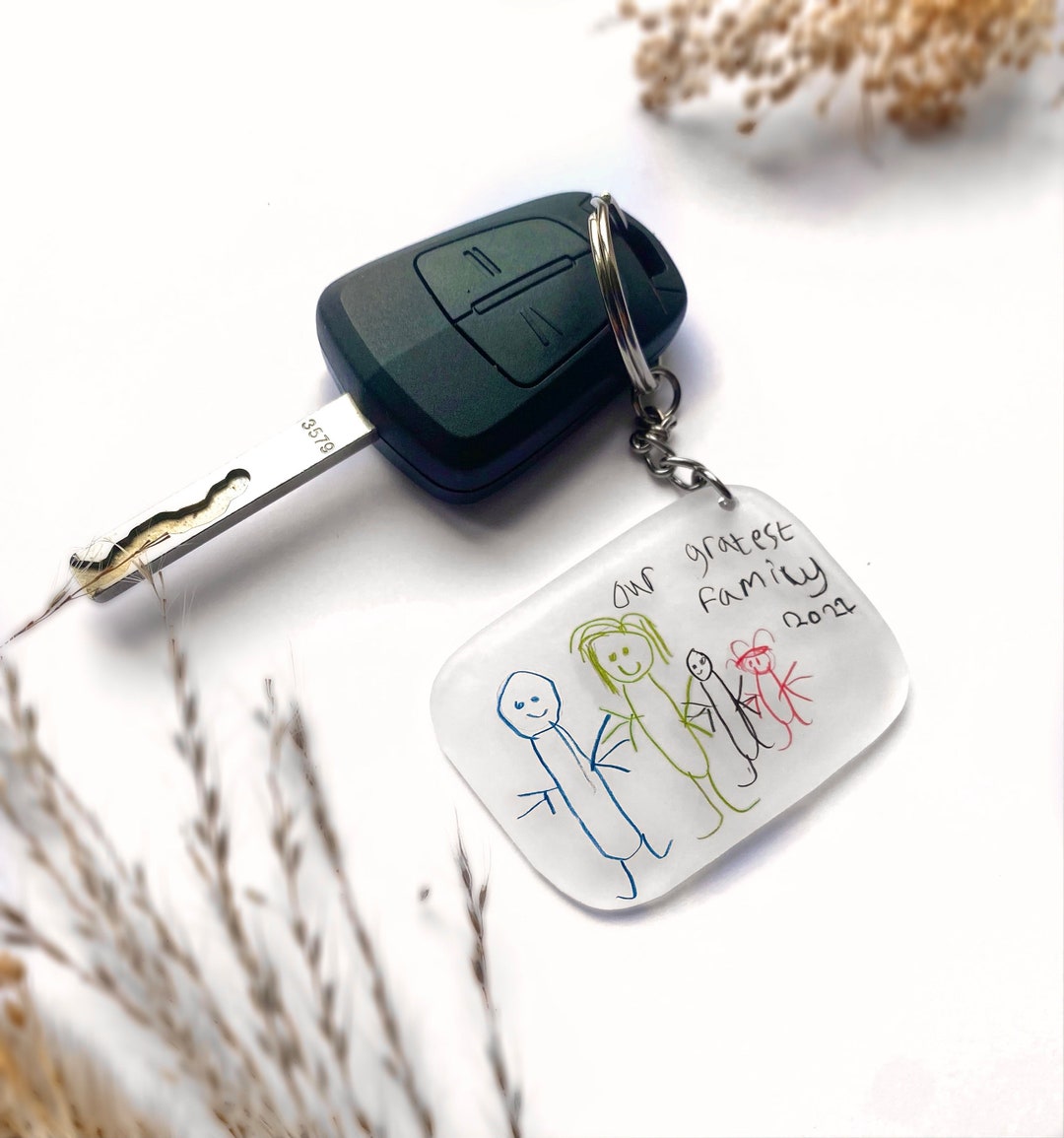 Personalised Child’s Drawing Keychain - Etsy
