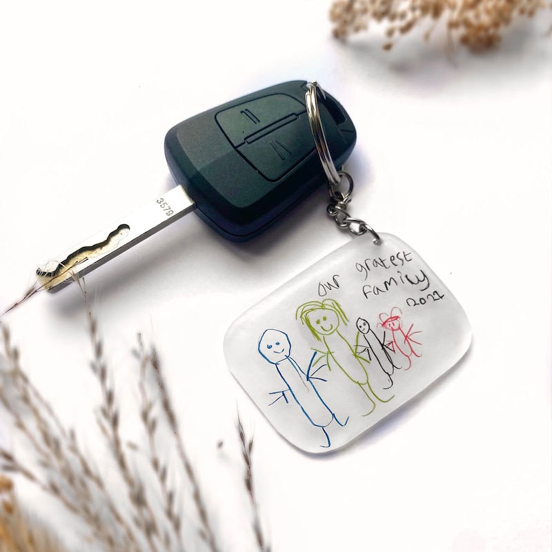 Kids Drawing Keychain - Etsy