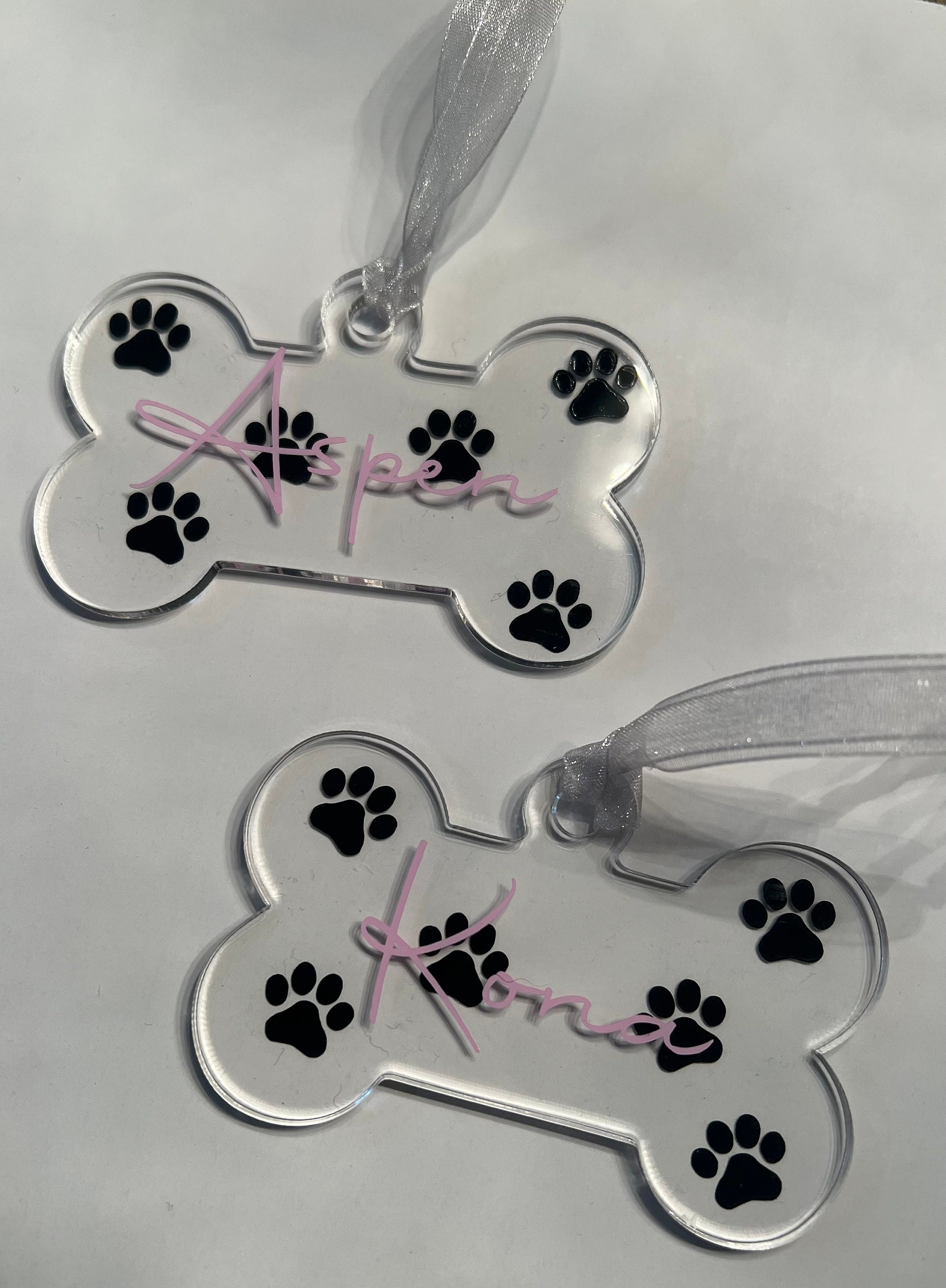 Custom Acrylic Dog Bone Ornament / Christmas Ornament / Custom - Etsy