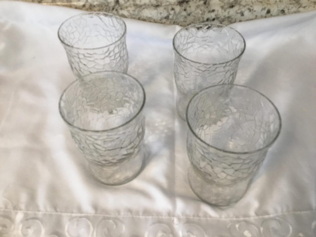 Vintage Clear Anchor Hocking Crackle Glasses. Set of 4 - Etsy