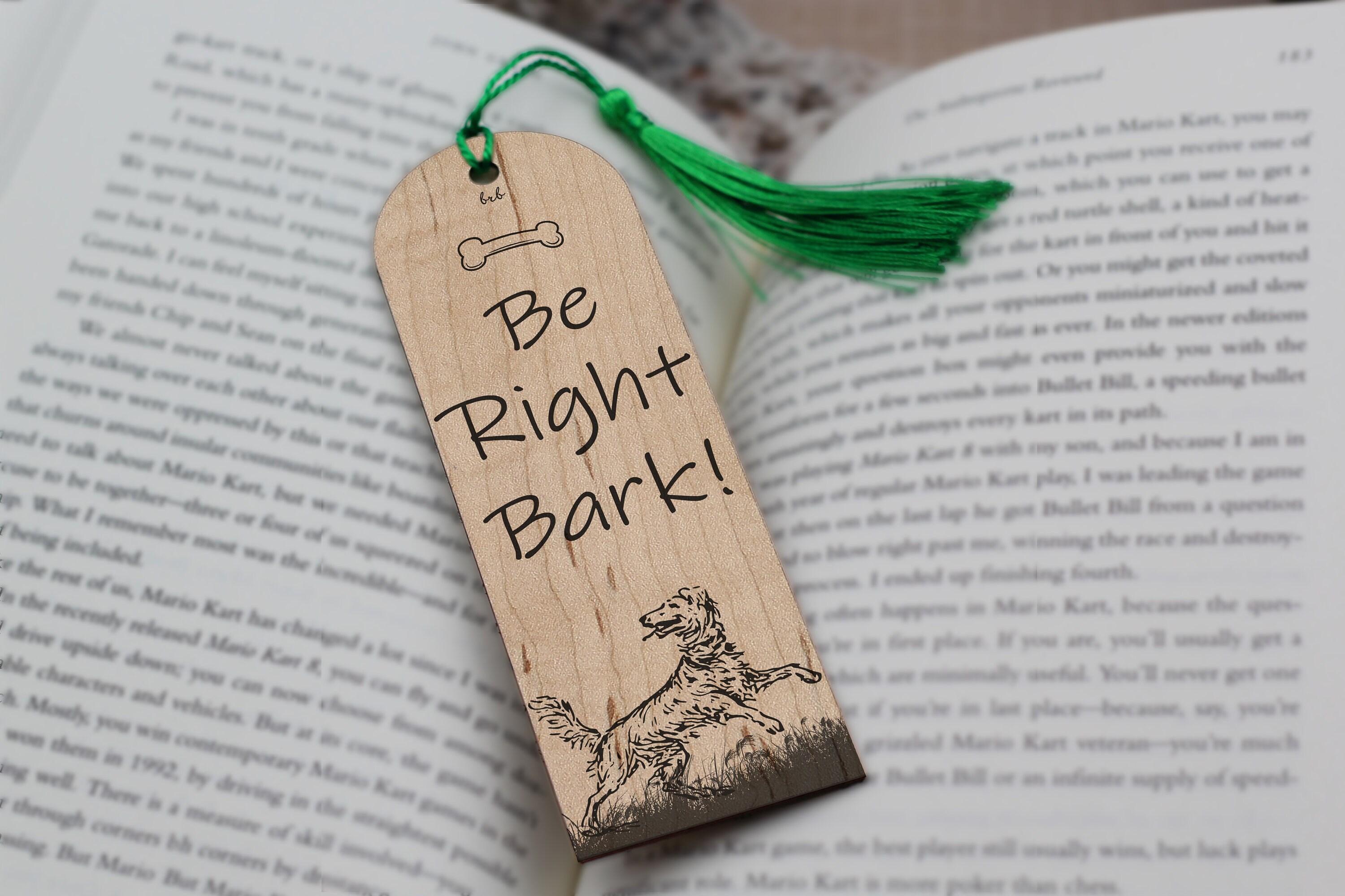 Dog Pun Themed "be Right Bark" Wood Bookmark With Tassel - Etsy